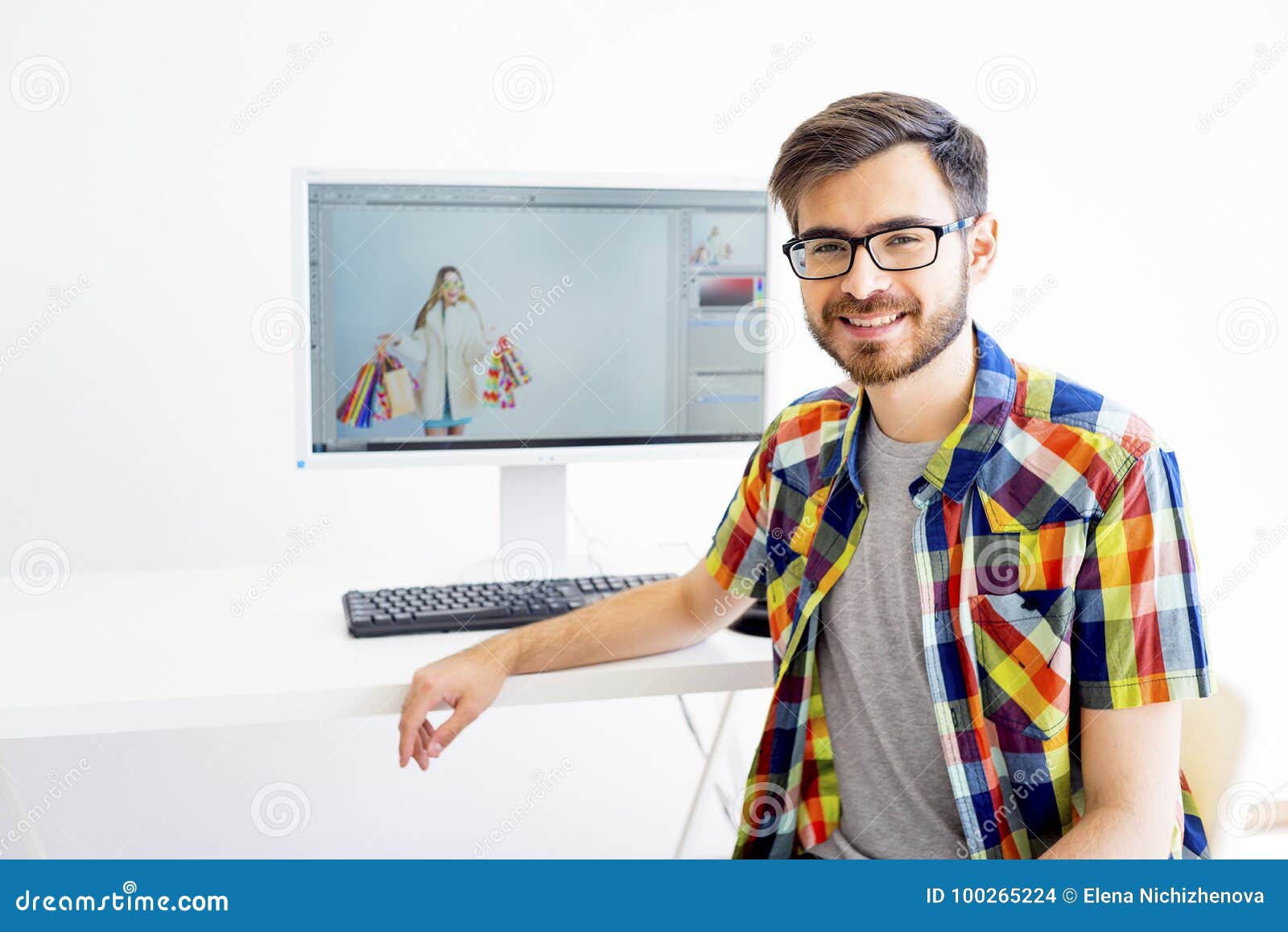 Retoucher editing photos stock photo. Image of occupation - 100265224