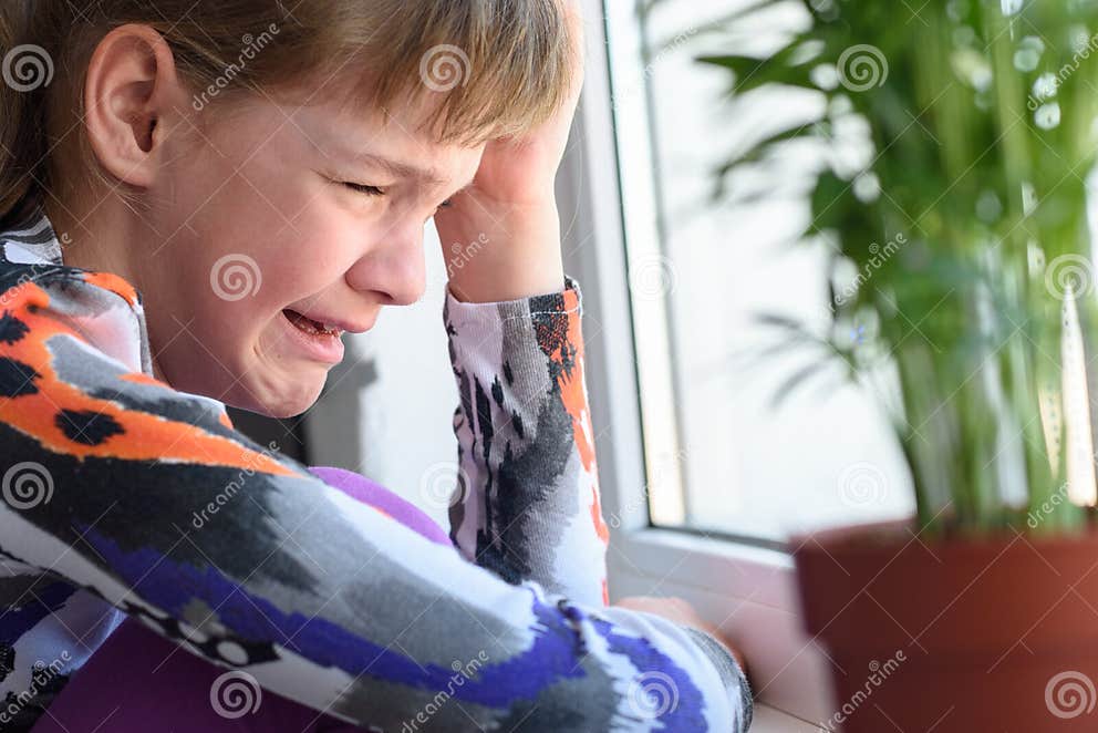 Portrait of a Roaring Child by the Window Stock Image - Image of ...