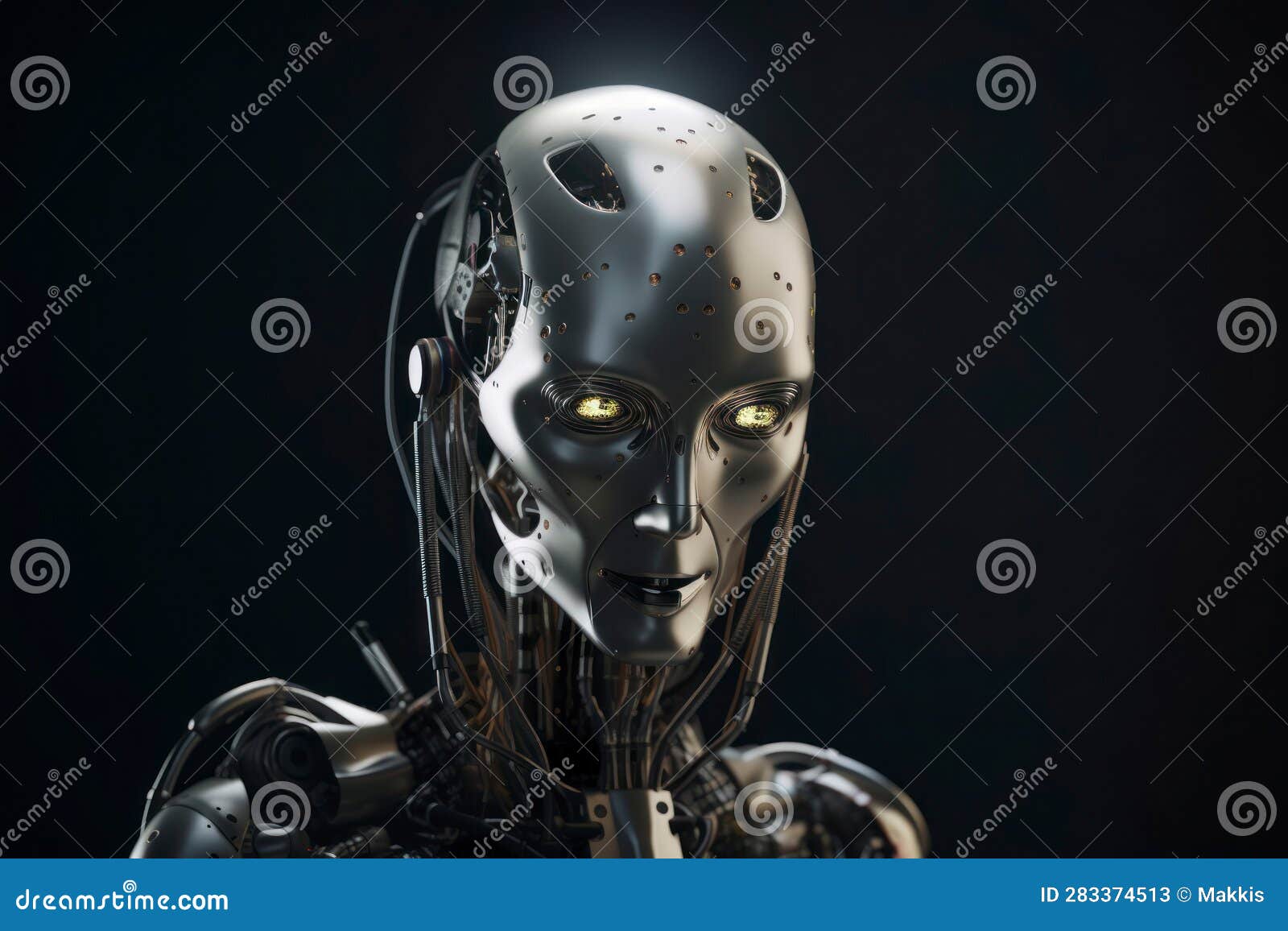 Portrait of a Robot, Android Face, Artificial Intelligence Concept ...