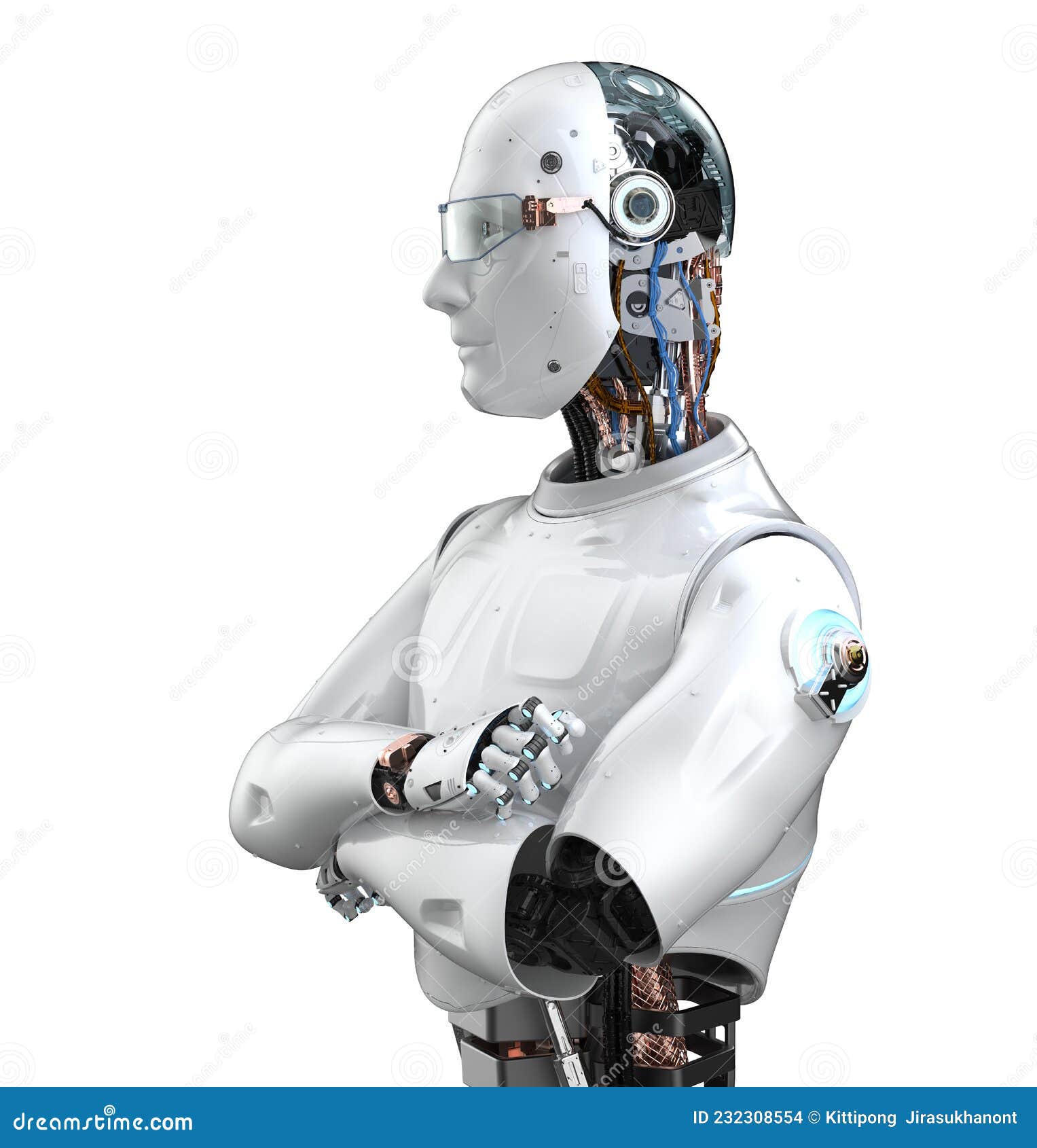 Portrait Of Robot Isolated On White, Artificial Intelligence Royalty ...