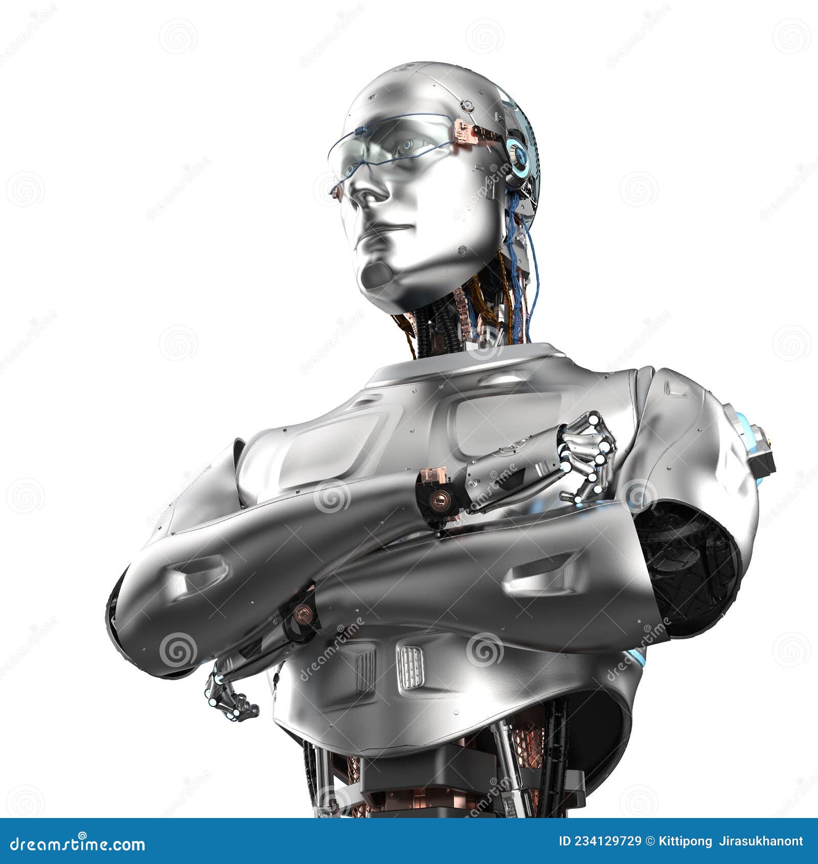 Portrait Robot or Cyborg Arm Crossed Stock Illustration - Illustration ...