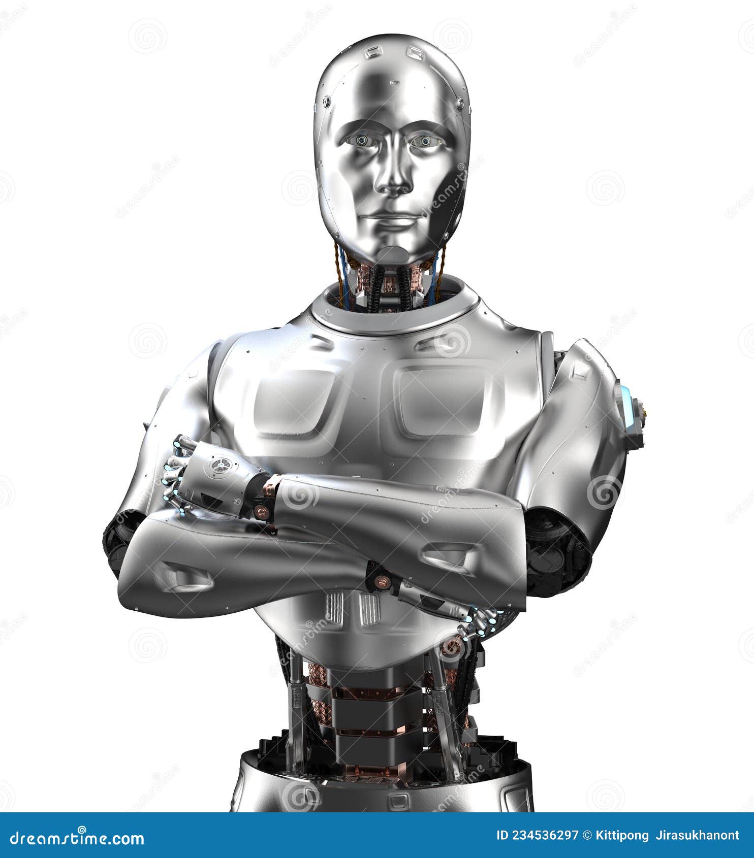 Portrait Robot or Cyborg Arm Crossed Stock Illustration - Illustration ...