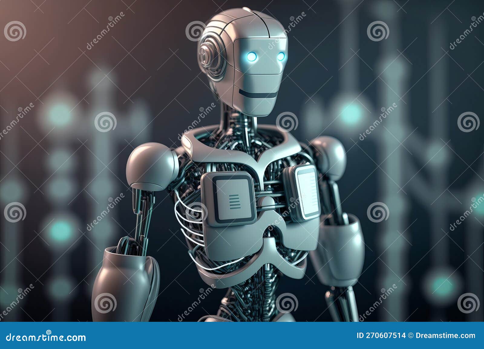 Portrait of a Robot from the Front Stock Illustration - Illustration of ...
