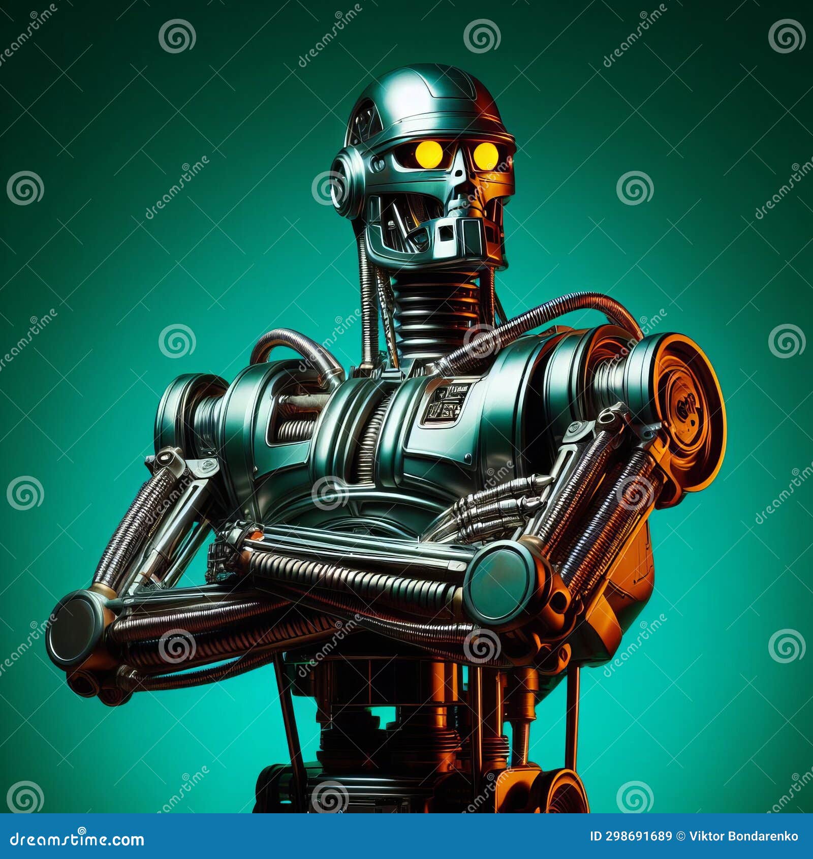 Portrait of a Robot on a Green Background Stock Illustration ...