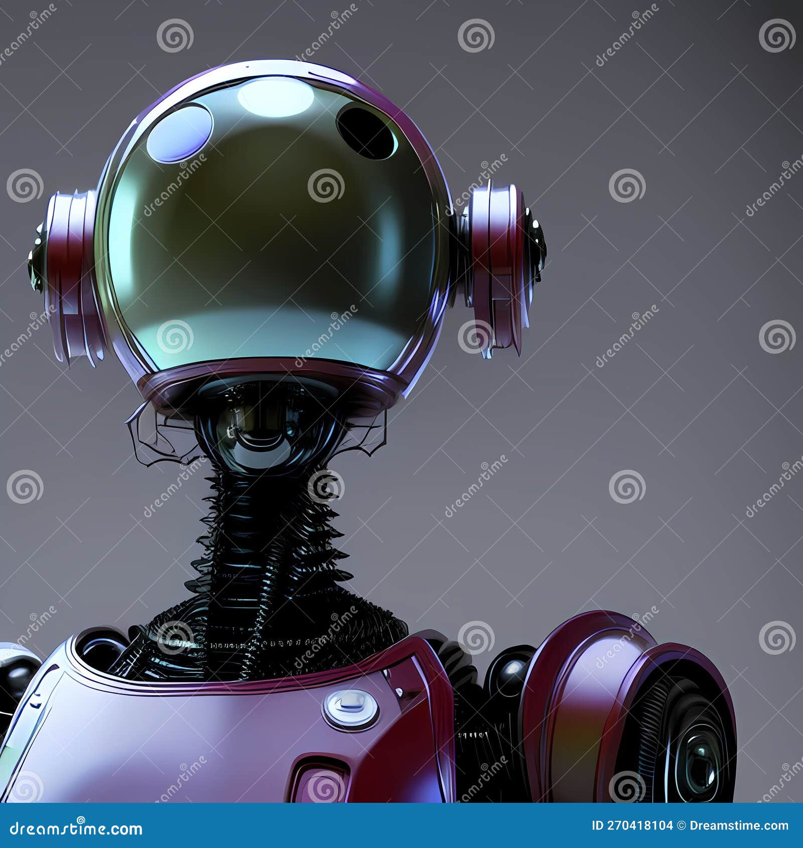 Portrait of Robot on Gray Background. Modern Cyborg Technology. Stock ...