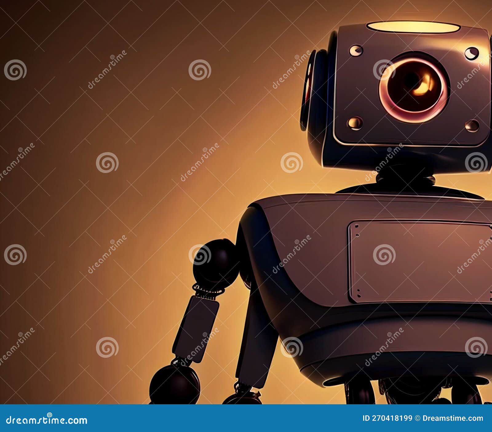 Portrait of Robot on Gray Background. Modern Cyborg Technology. Stock ...