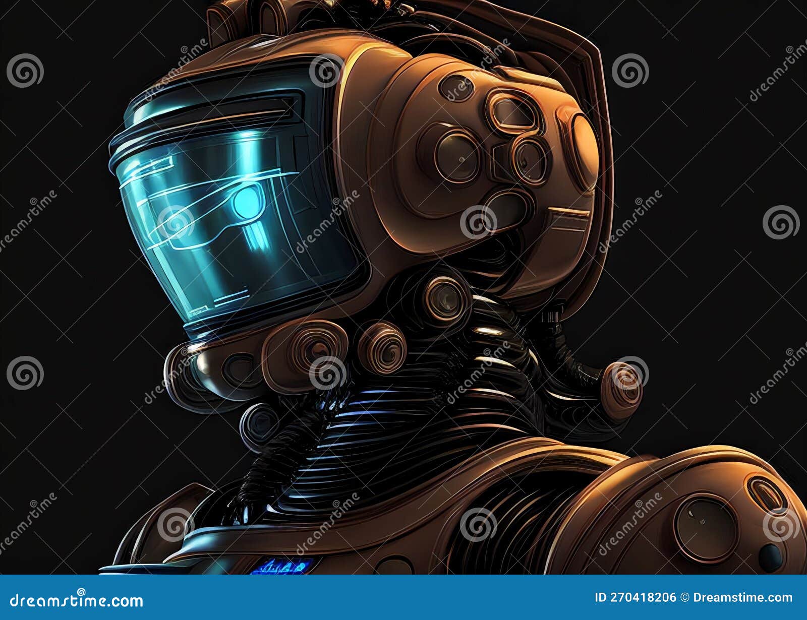 Portrait of Robot on Gray Background. Modern Cyborg Technology. Stock ...