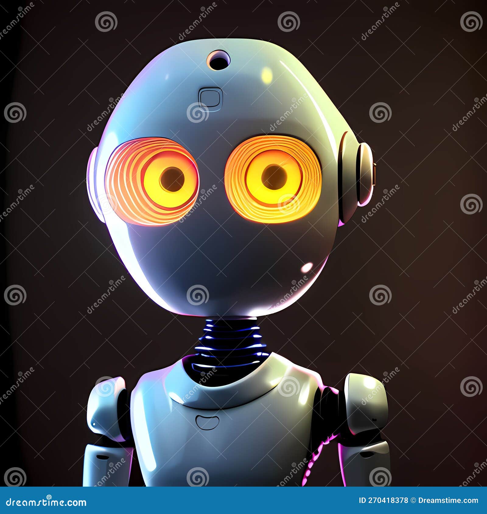 Portrait of Robot on Gray Background. Modern Cyborg Technology. Stock ...