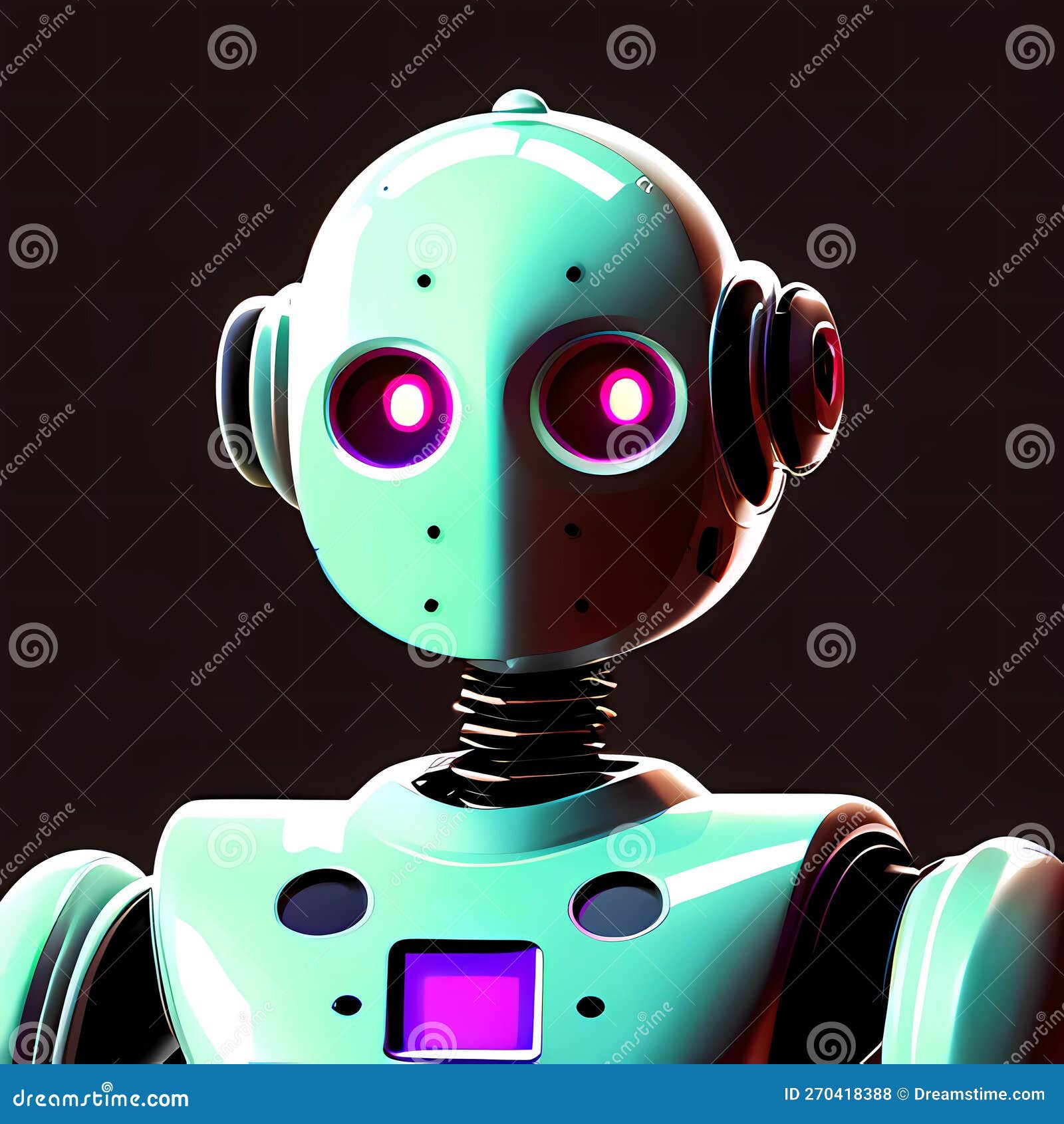 Portrait of Robot on Gray Background. Modern Cyborg Technology. Stock ...