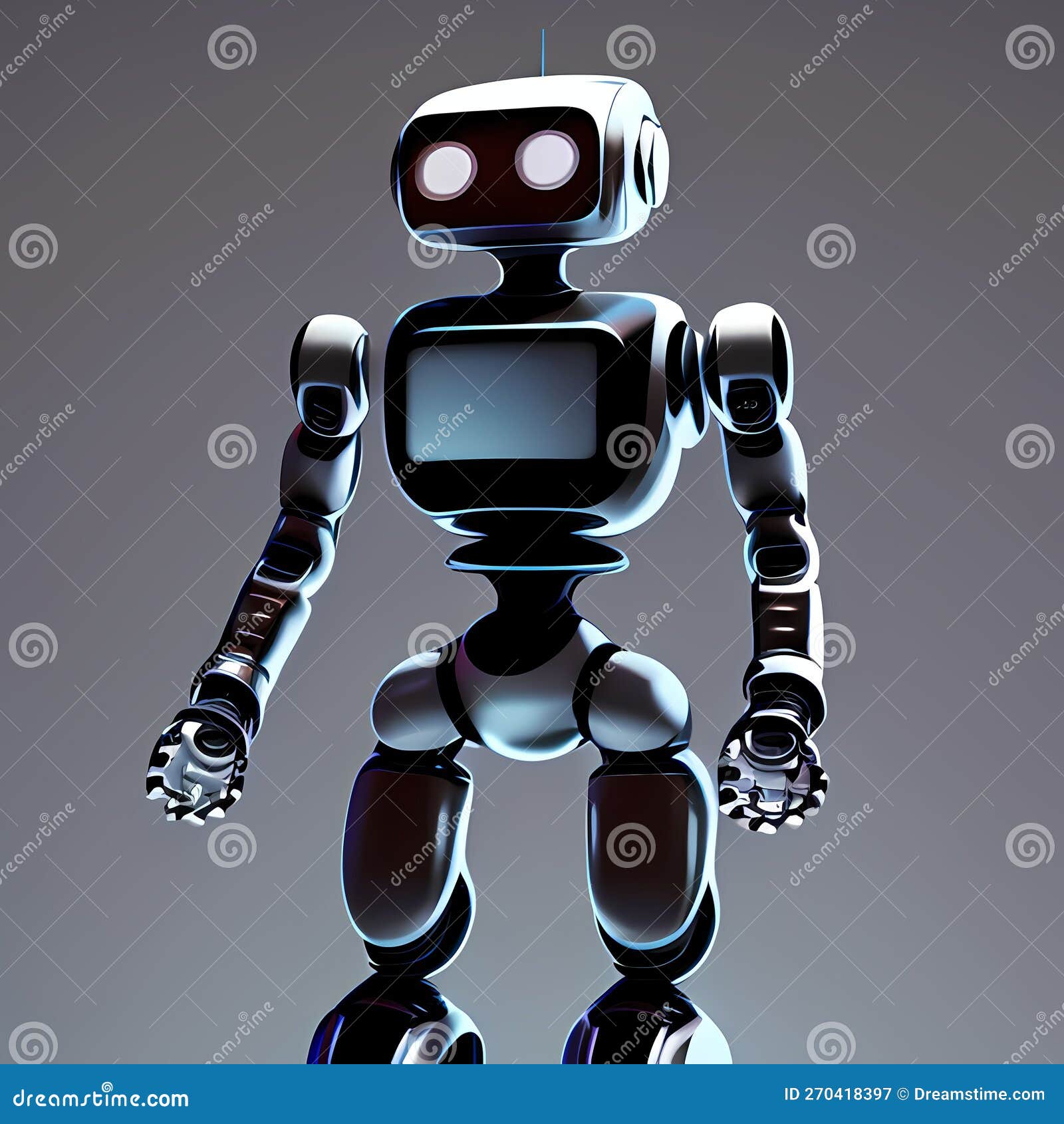 Portrait of Robot on Gray Background. Modern Cyborg Technology. Stock ...