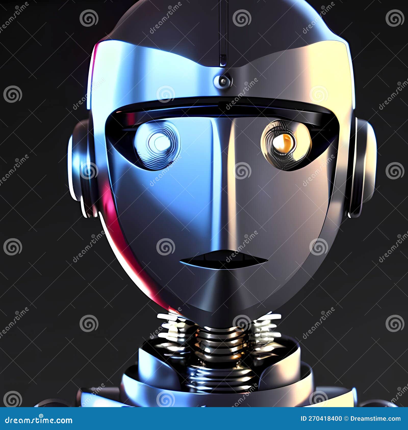 Portrait of Robot on Gray Background. Modern Cyborg Technology. Stock ...