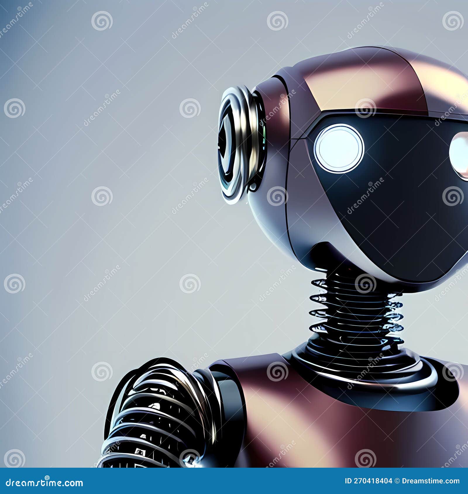Portrait of Robot on Gray Background. Modern Cyborg Technology. Stock ...