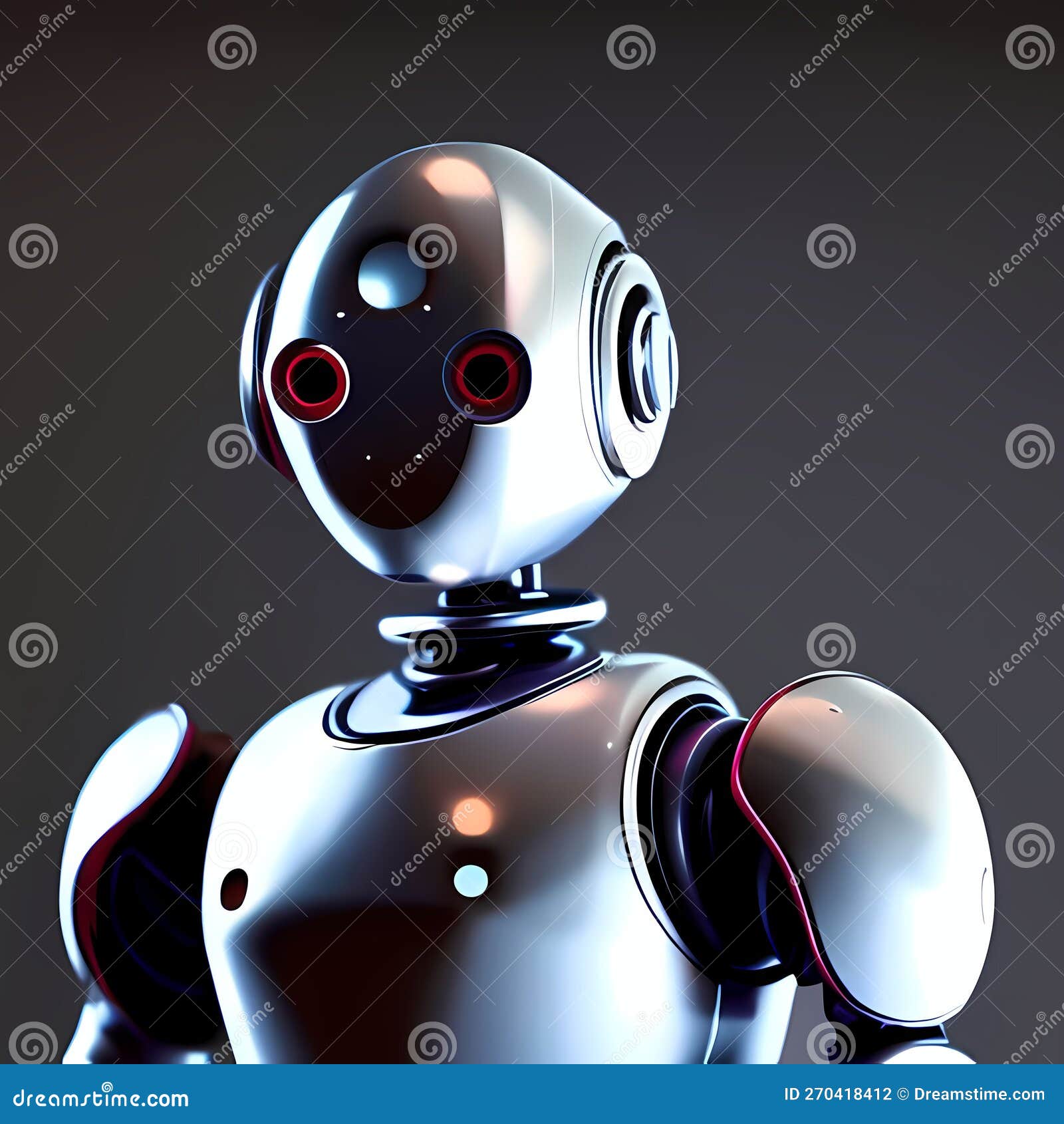 Portrait of Robot on Gray Background. Modern Cyborg Technology. Stock ...