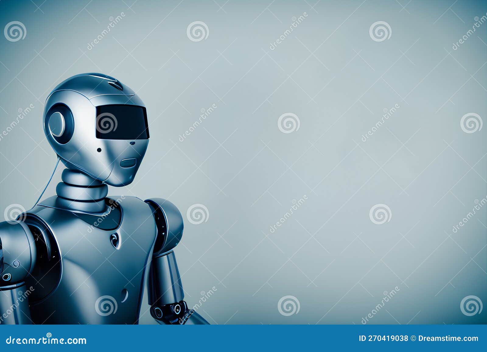 Portrait of Robot on Gray Background. Modern Cyborg Technology. Stock ...