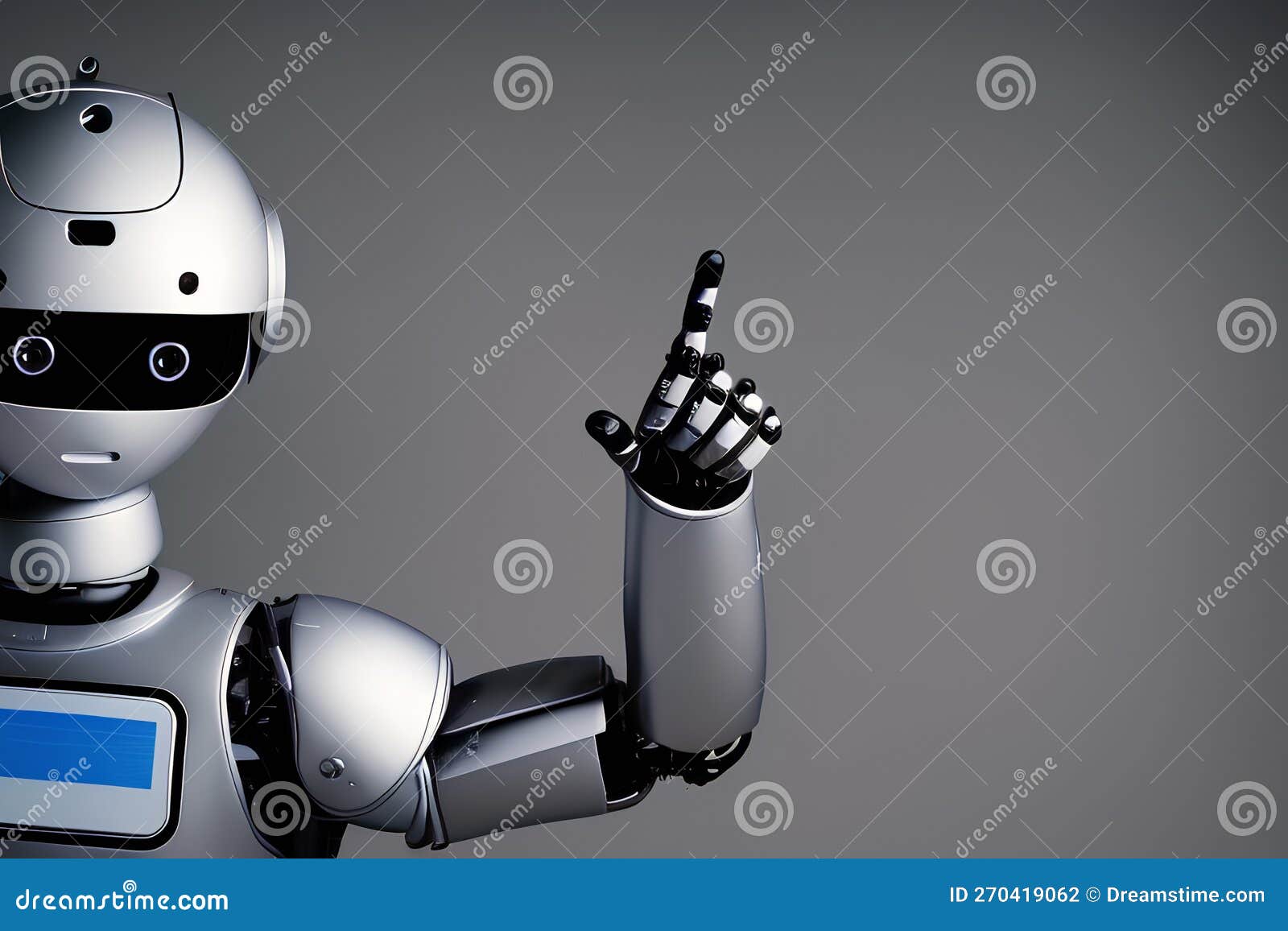 Portrait of Robot on Gray Background. Modern Cyborg Technology. Stock ...