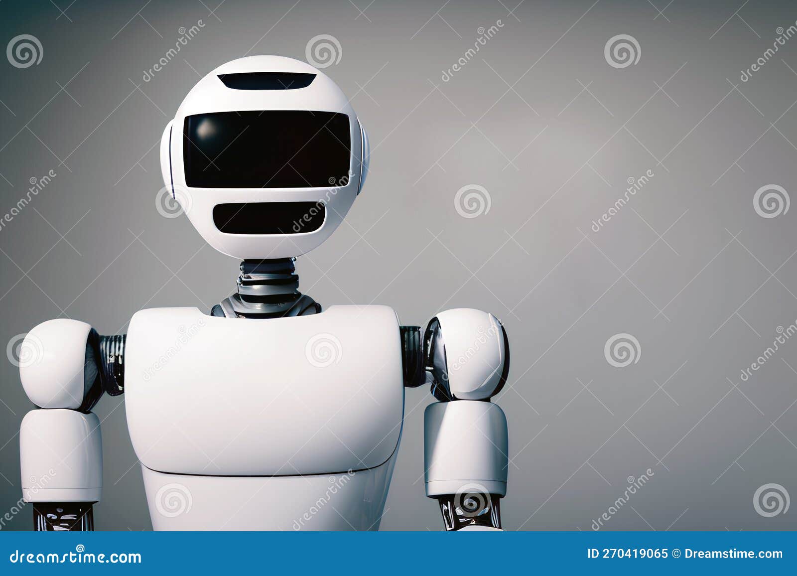 Portrait of Robot on Gray Background. Modern Cyborg Technology. Stock ...