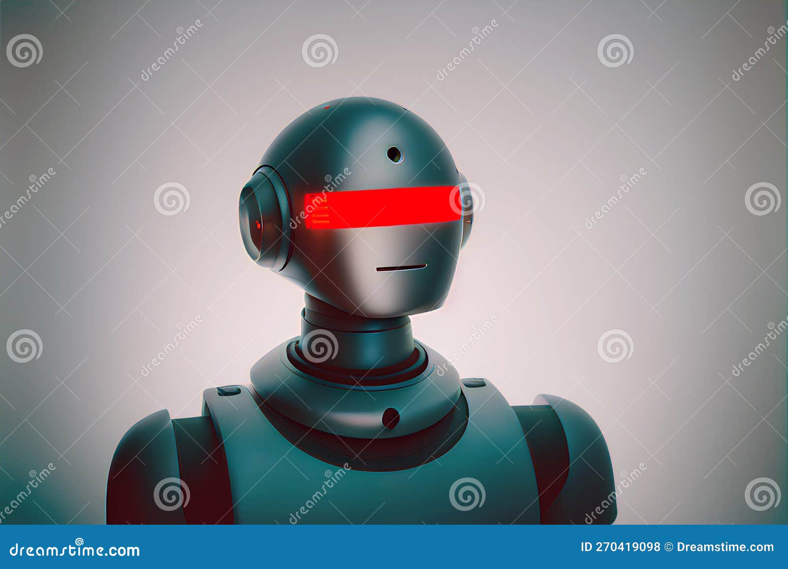 Portrait of Robot on Gray Background. Modern Cyborg Technology. Stock ...