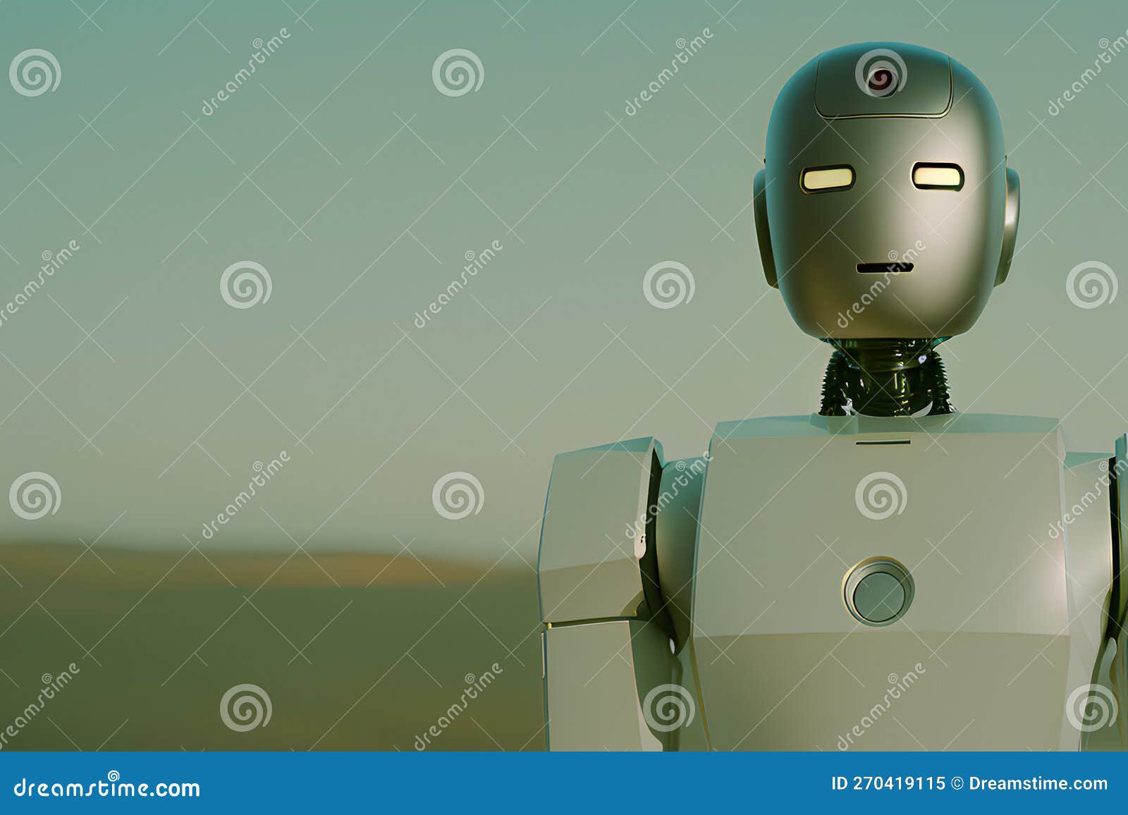 Portrait of Robot on Gray Background. Modern Cyborg Technology. Stock ...