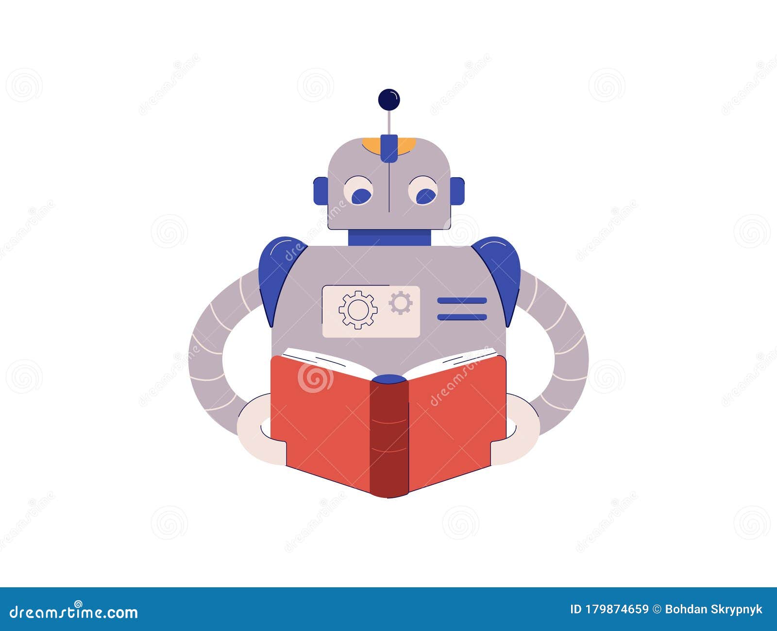 Portrait of Robot Machine Read Book Vector Flat Illustration. Hi Tech ... Portrait of Robot Machine Read Book Vector Flat Illustration. Hi Tech ...