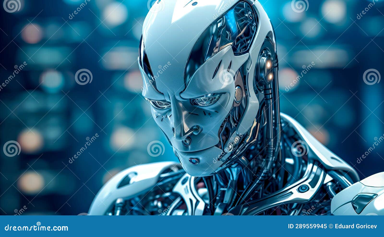 Portrait of a Robot Made Using the Most Advanced Modern Technologies ...