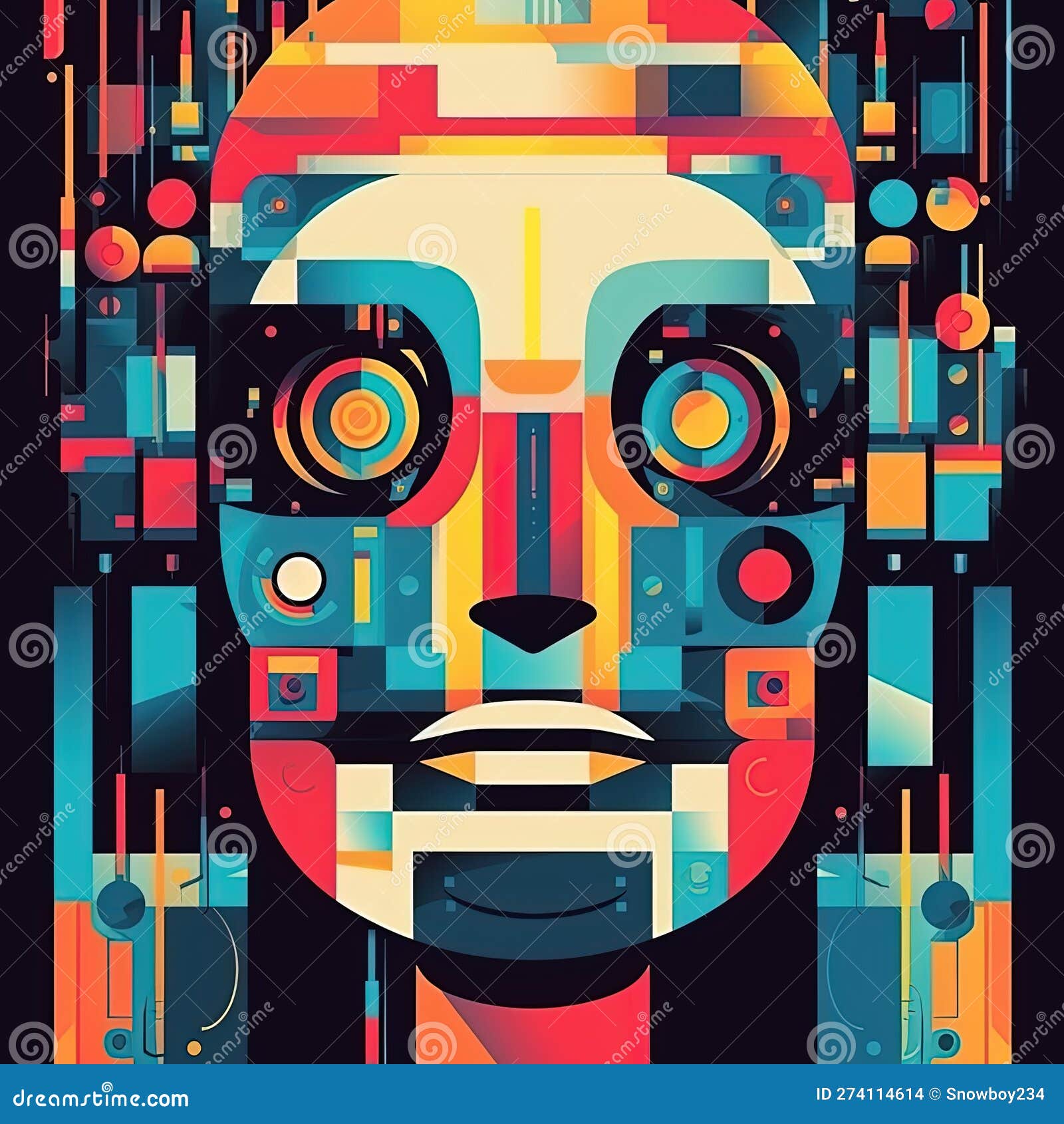 Portrait of a Robot in Moder Style. Concept of Artificial Intelligence ...