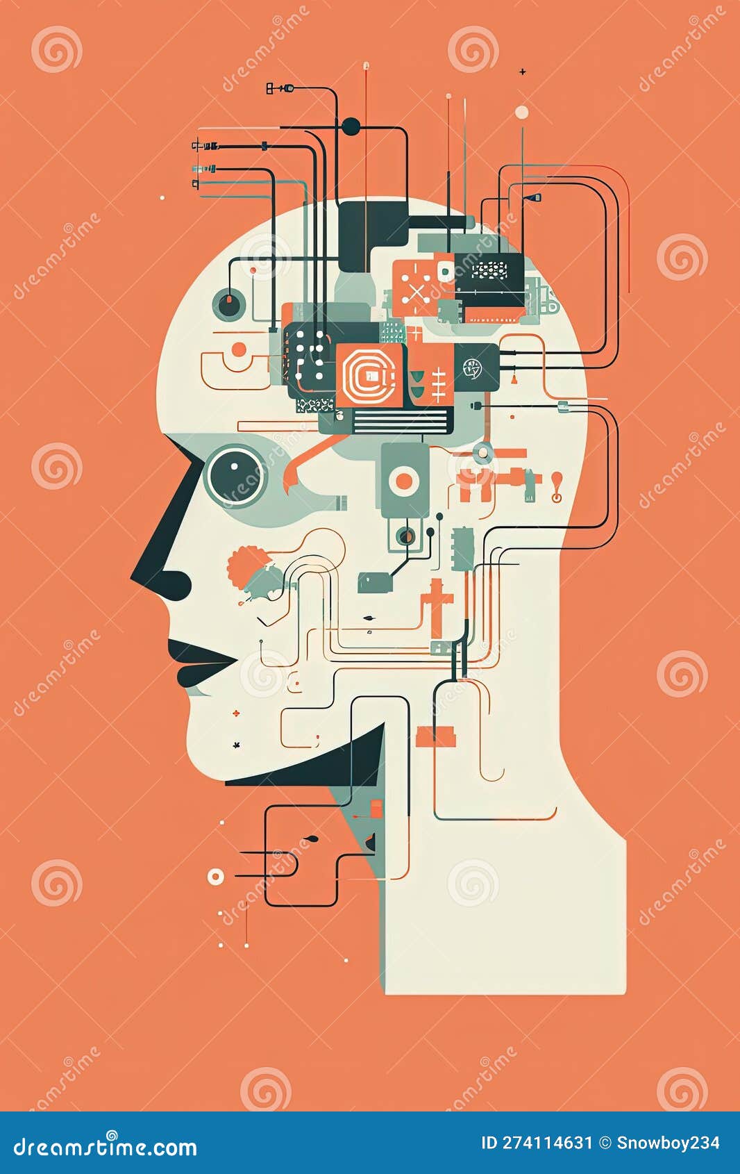 Portrait of a Robot in Moder Style. Concept of Artificial Intelligence ...