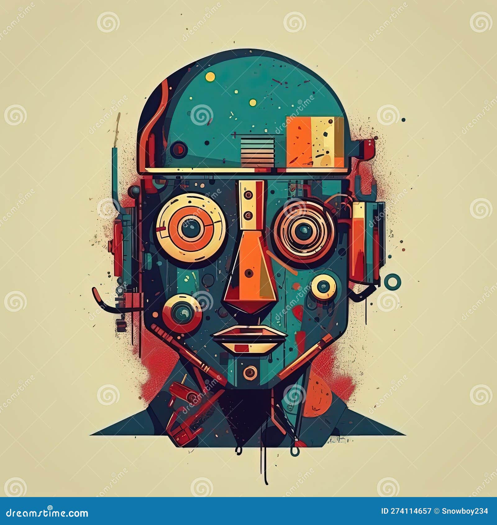 Portrait of a Robot in Moder Style. Concept of Artificial Intelligence ...