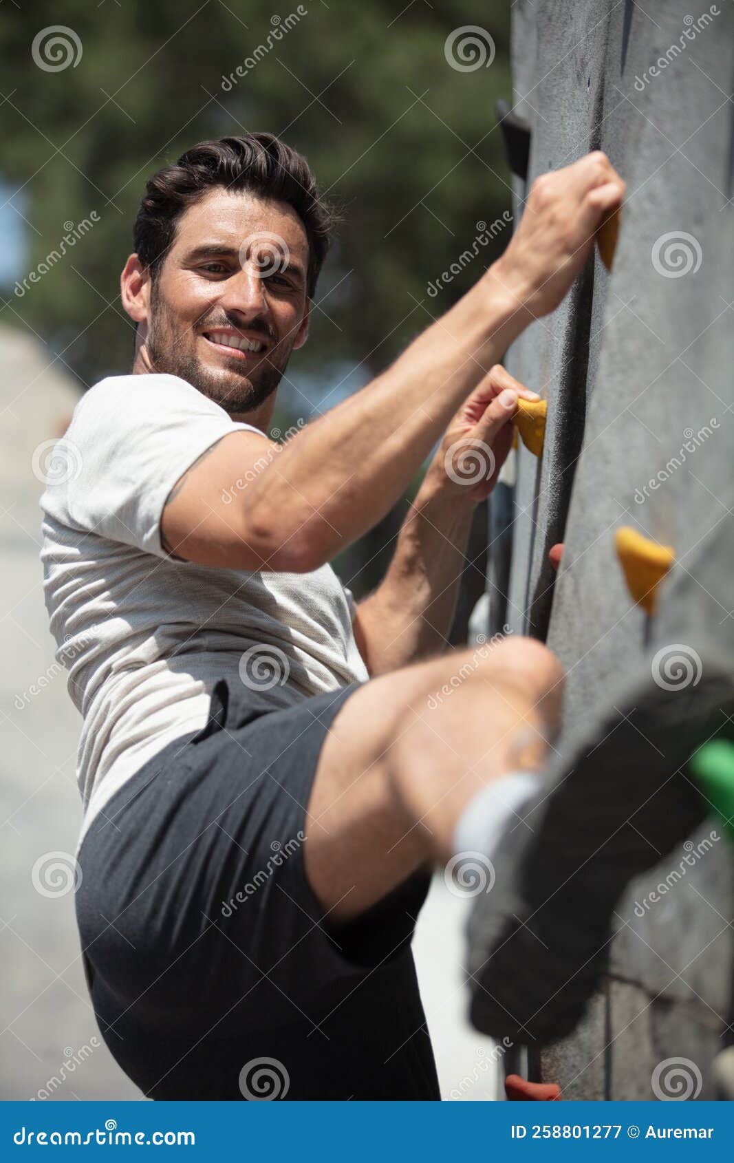 Portrait rock climber stock image. Image of hiking, cliff - 258801277