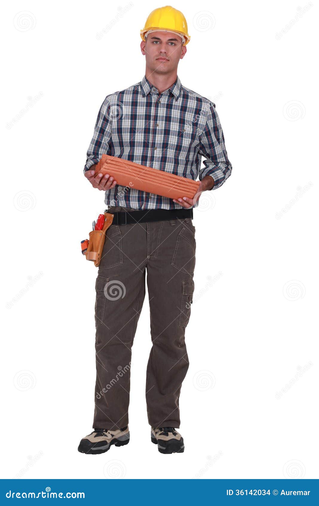 Portrait of a roofer stock photo. Image of bending, male - 36142034