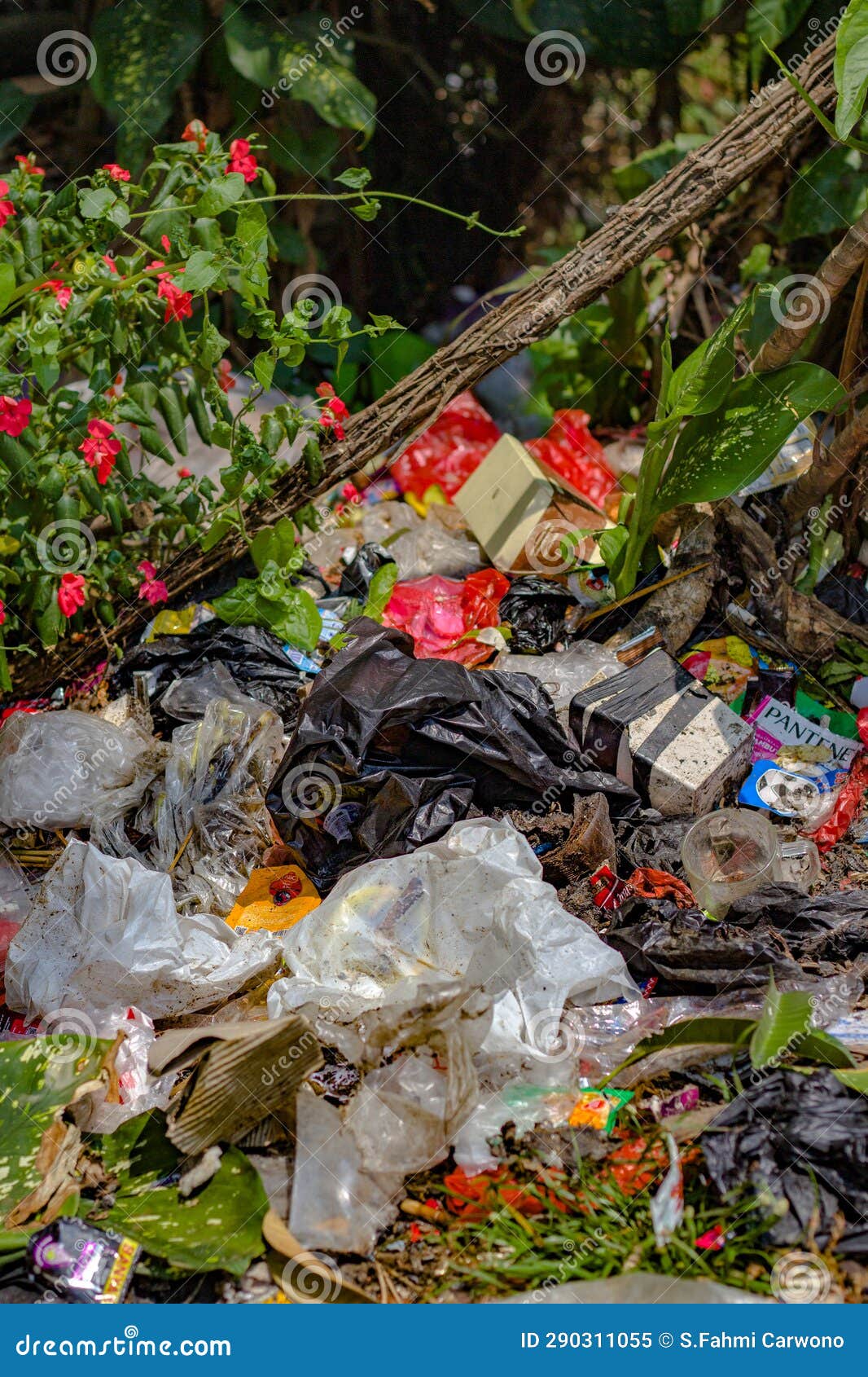 Portrait of a rubbish dump stock image. Image of stream - 290311055