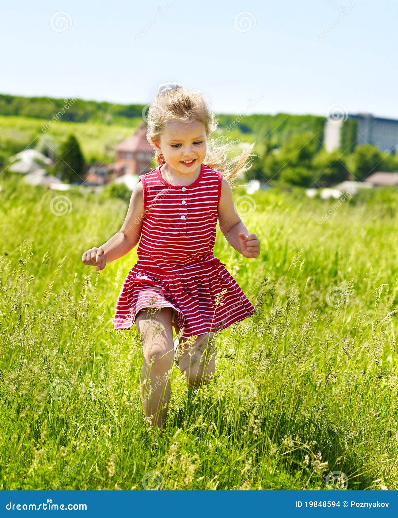 Portrait of Running Kid Outdoor. Stock Photo - Image of sunlight ...