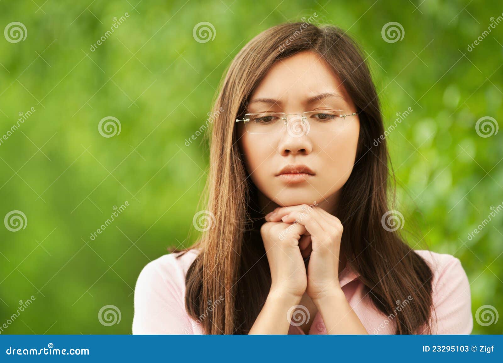 Portrait of a Sad Asian Girl Stock Image - Image of hands, looking ...