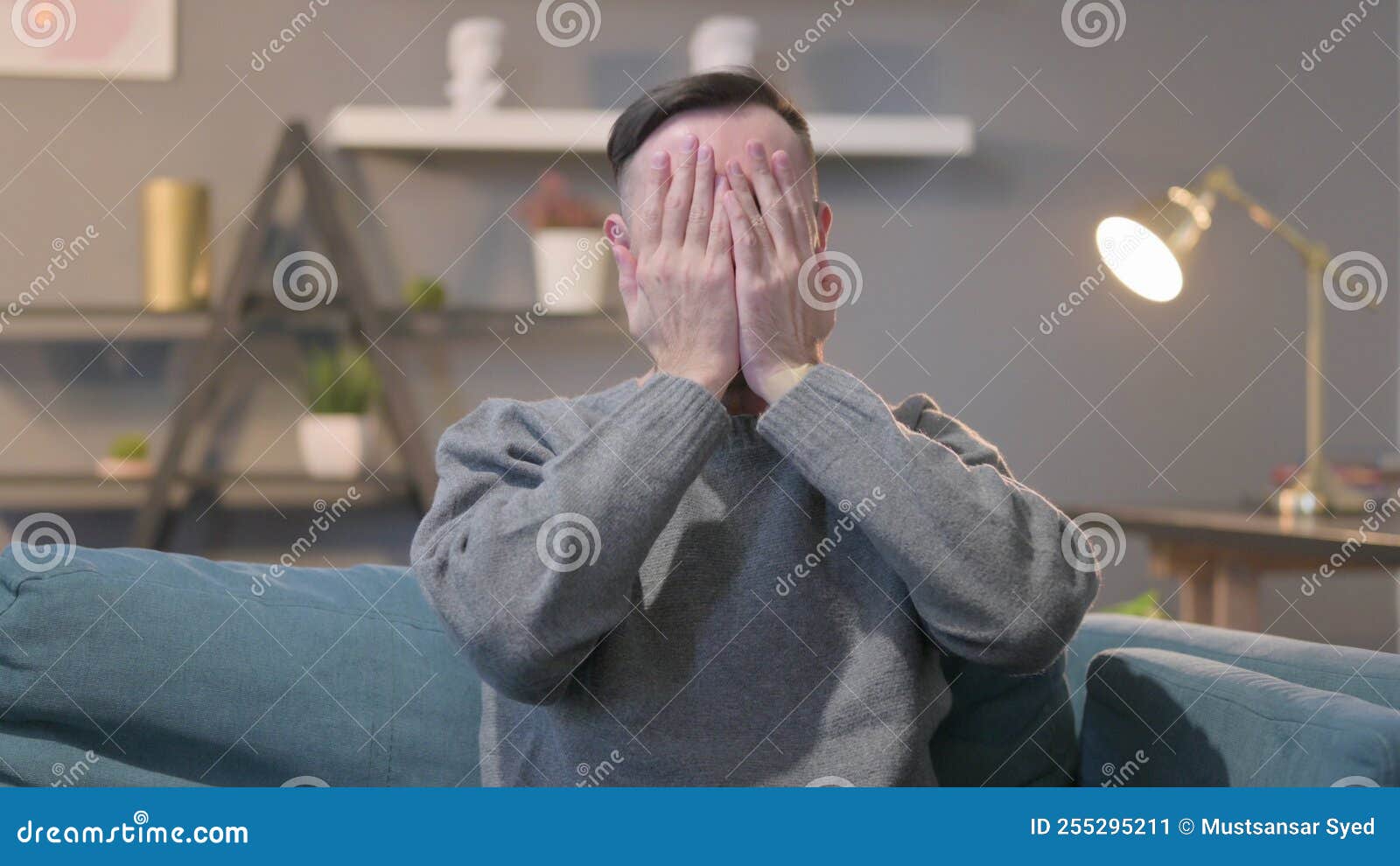 Portrait of Sad Casual Man Crying Stock Image - Image of working, busy ...