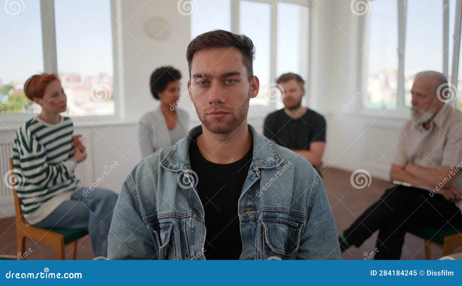Portrait of Sad Caucasian Man Looking at Camera with Serious Expression ...