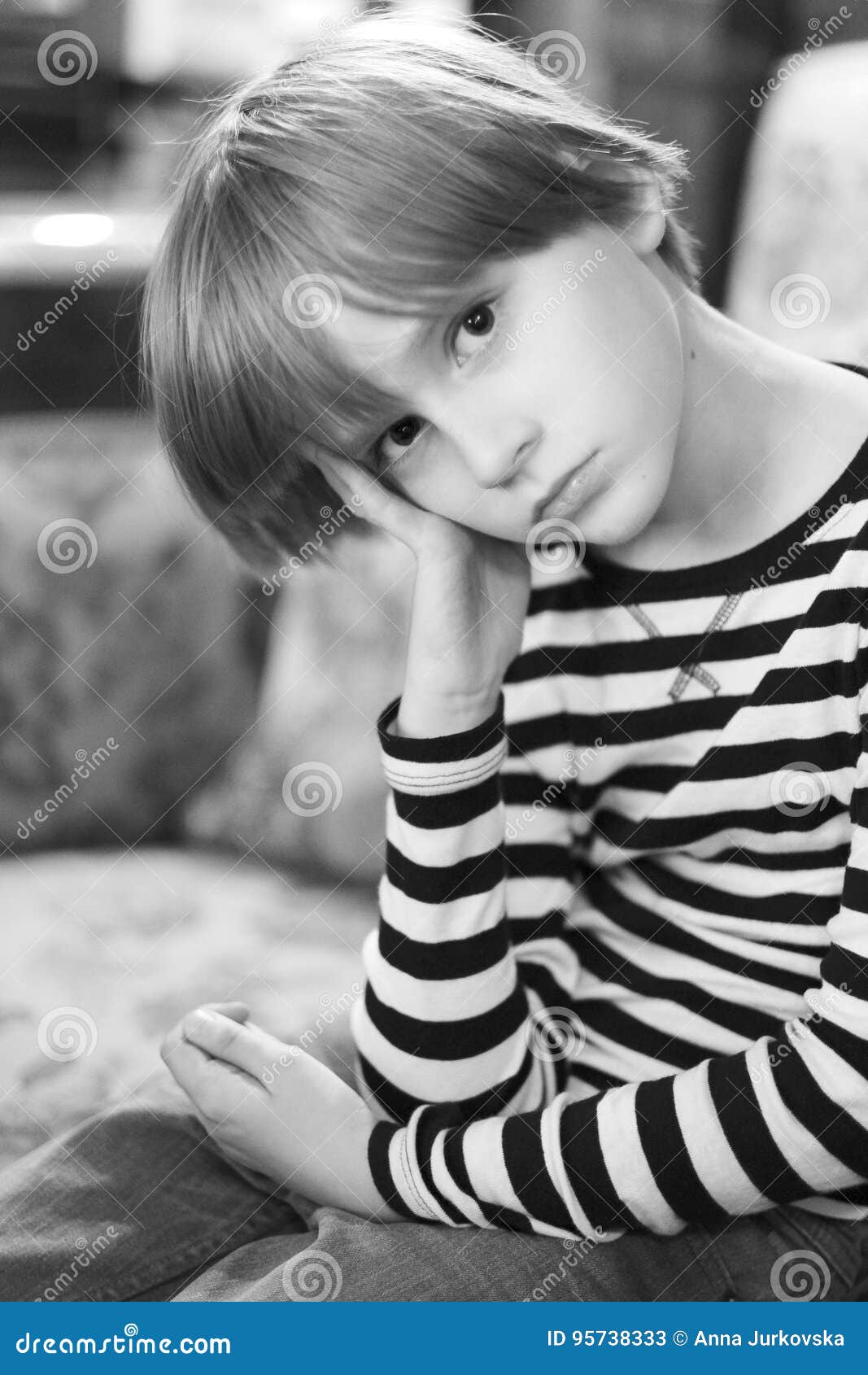 Portrait of a sad child stock image. Image of thin, tilt - 95738333