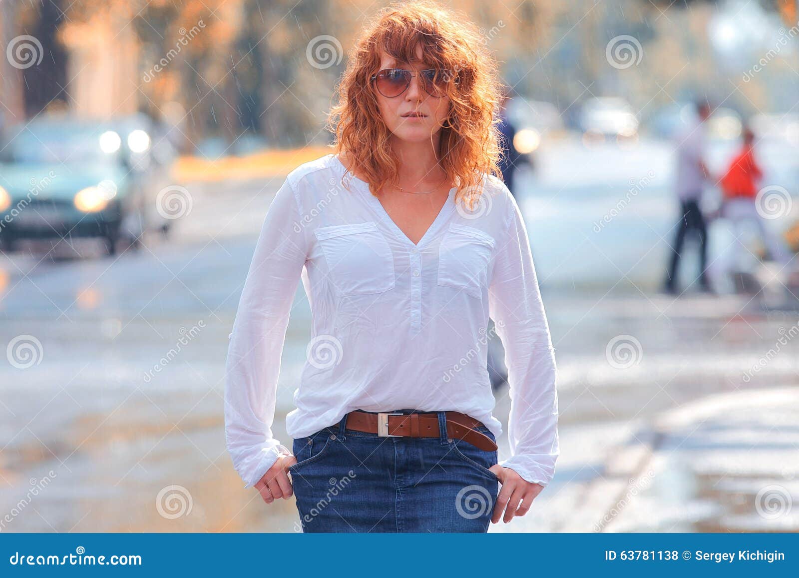 Portrait of Sad Girl Summer Rain Stock Photo - Image of attractive ...
