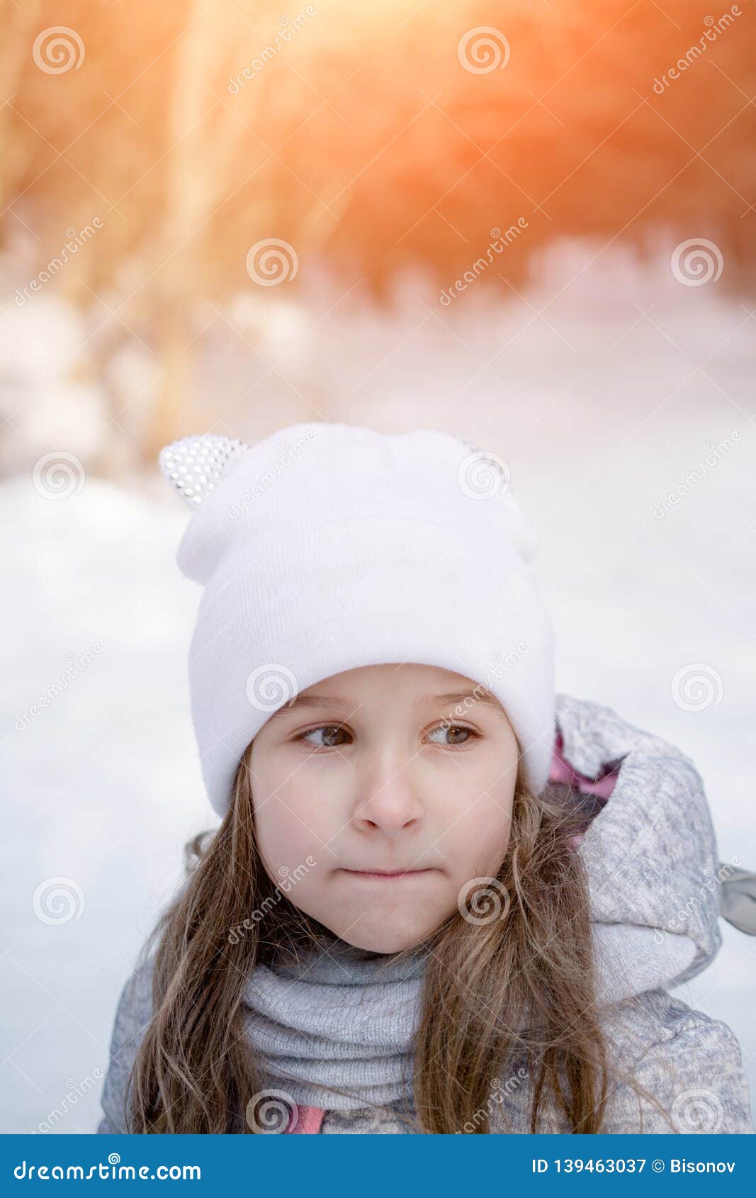 Portrait of a Sad Girl in the Winter Stock Image - Image of family ...