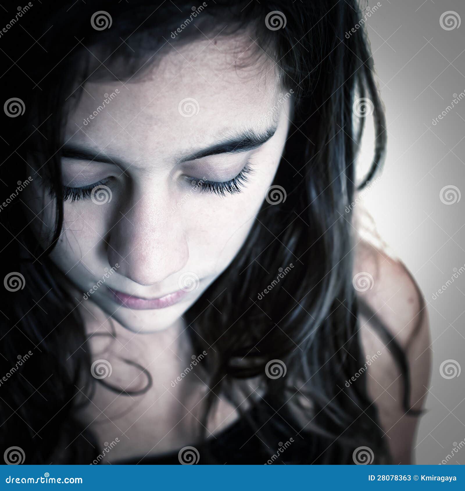 Portrait of a Sad Hispanic Girl Stock Image - Image of hair, neglected ...