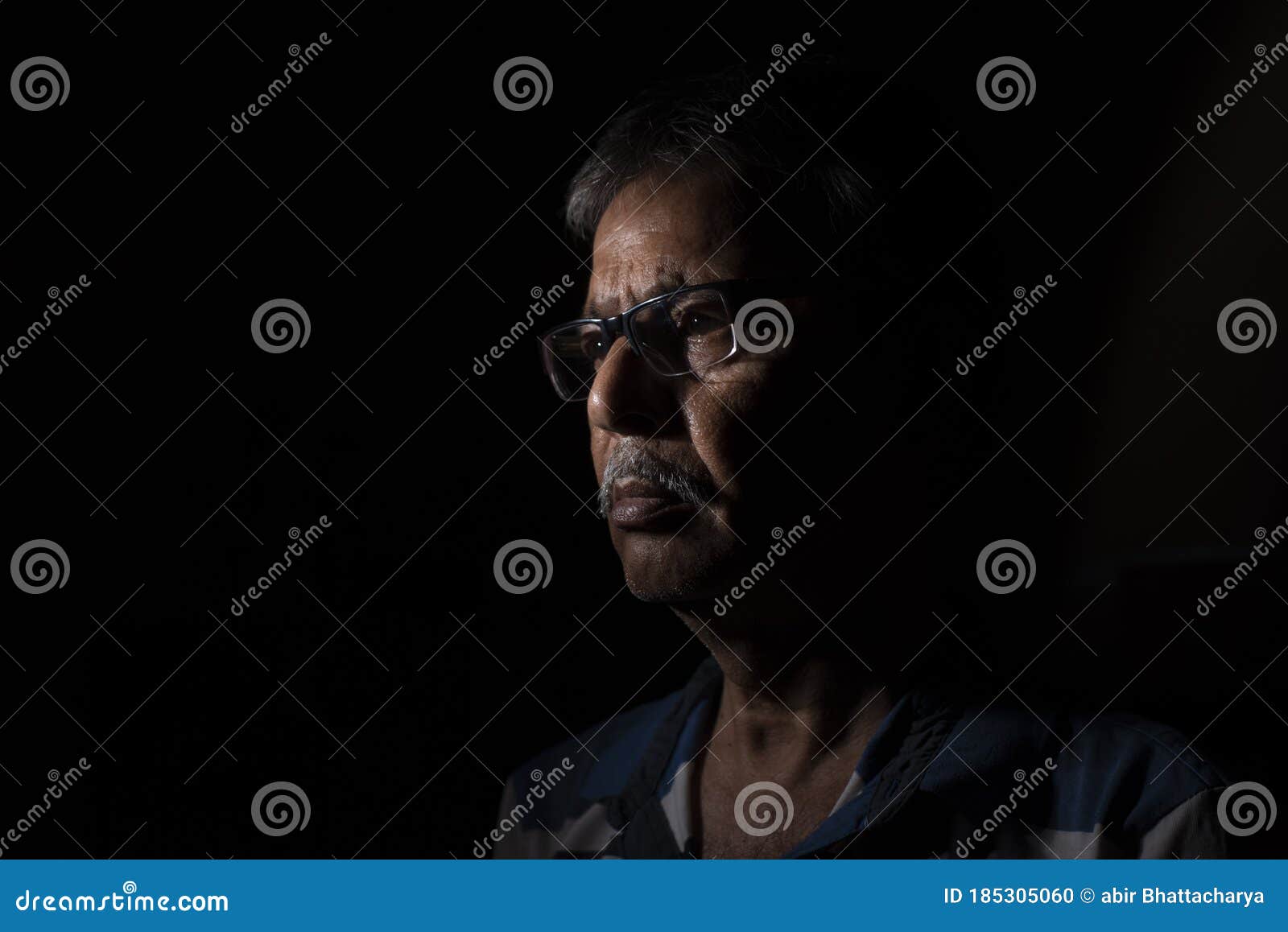 Sad Indian Bengali Man in Light and Shadow Stock Photo - Image of black ...