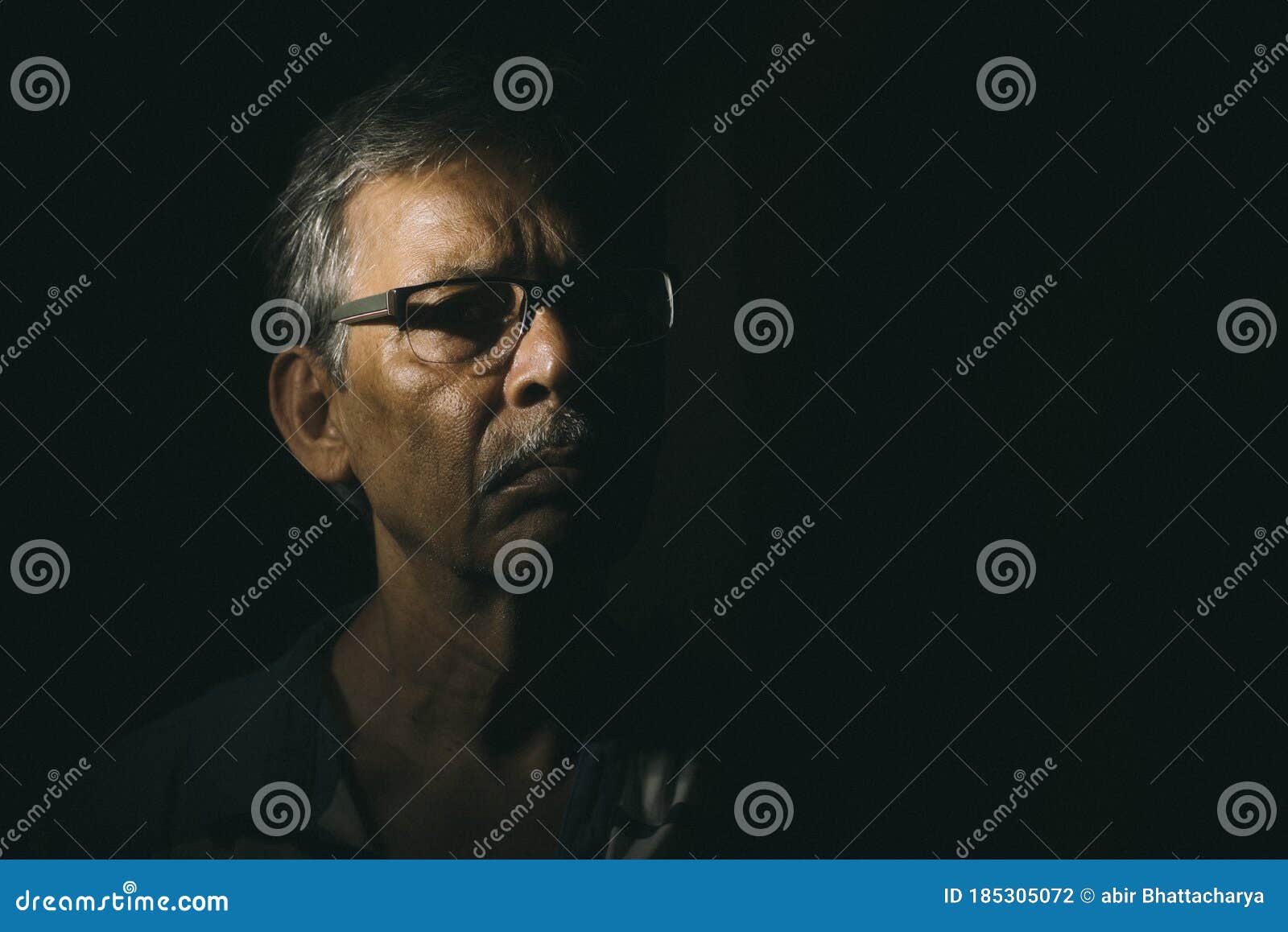 Sad Indian Bengali Man in Light and Shadow Stock Photo - Image of ...