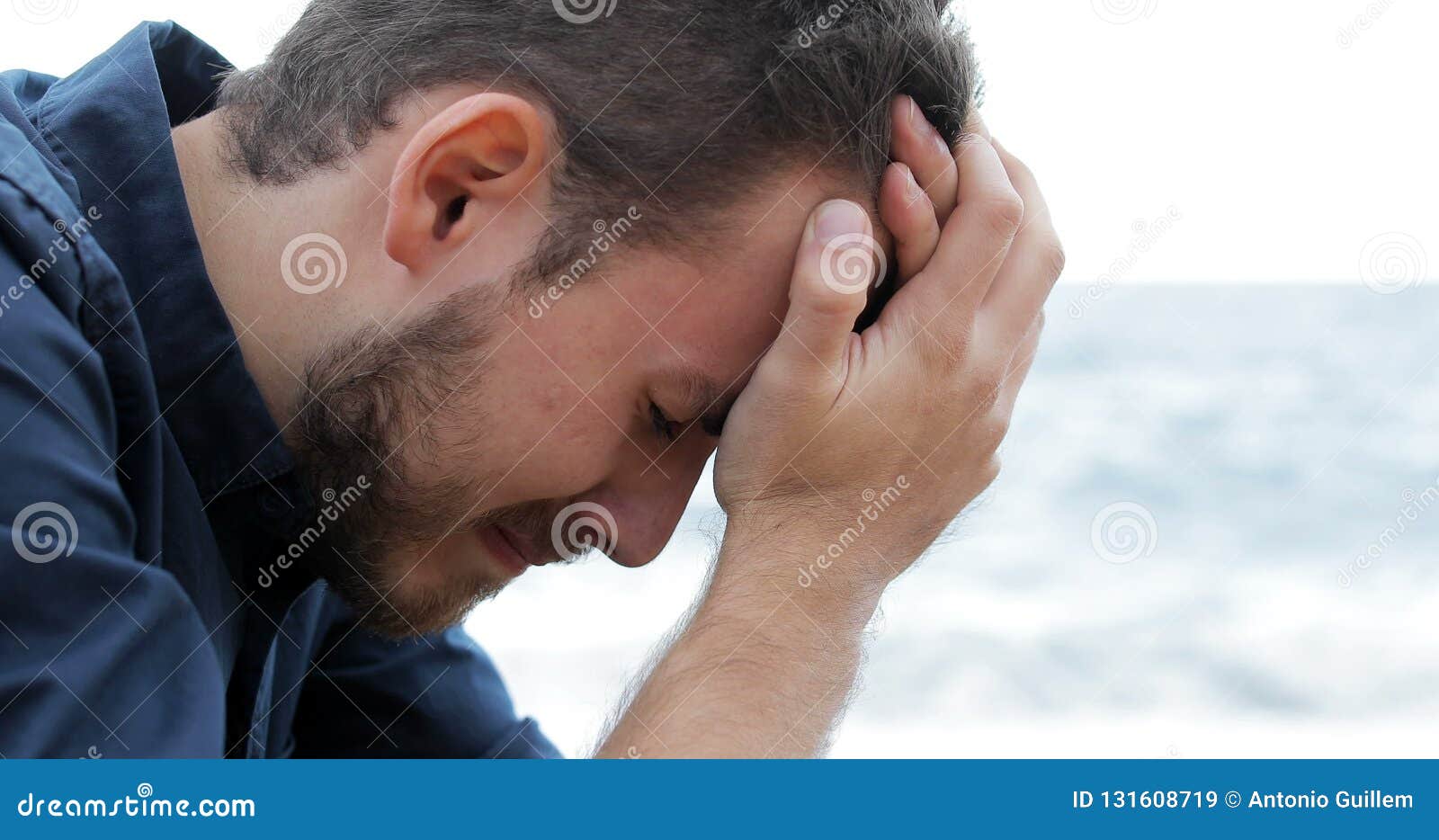 Sad Man Crying on the Beach Stock Video - Video of confused, ashamed ...