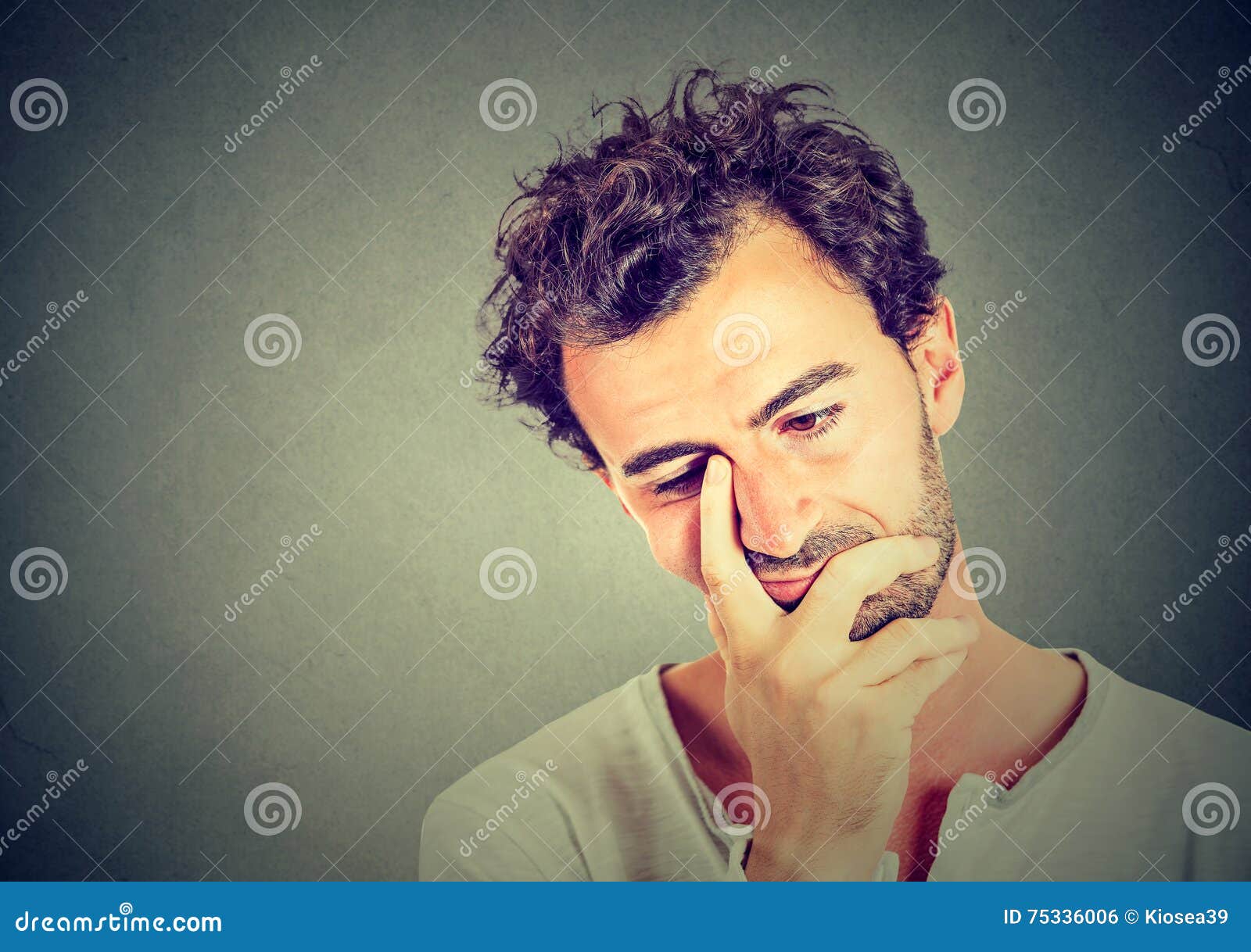 Portrait of Sad Man Looking Down Stock Photo - Image of young ...