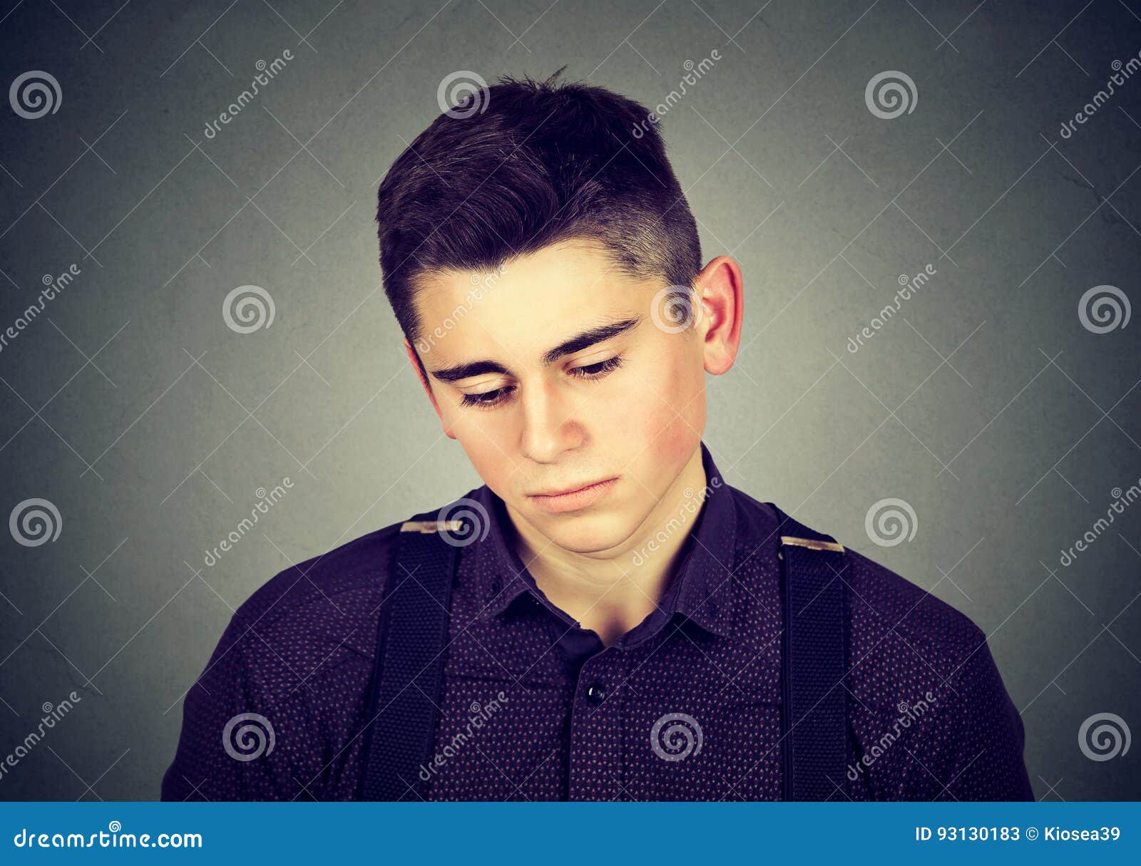 Portrait of a Sad Man Looking Down Stock Image - Image of studio ...