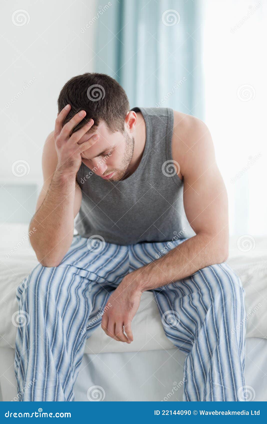 Portrait of a Sad Man Sitting Stock Photo - Image of inside, clothing ...