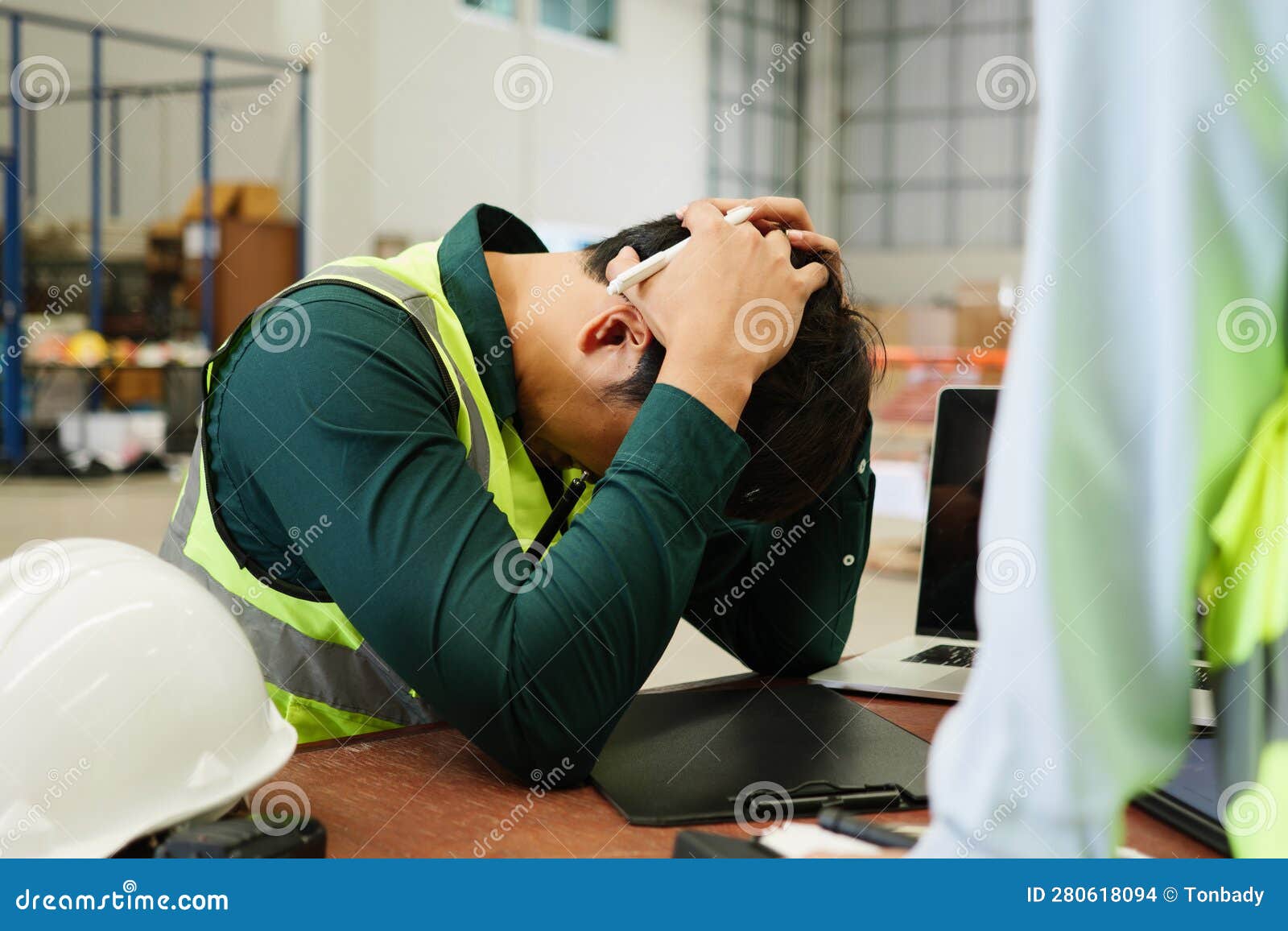 Portrait of Sad Man Warehouse Worker with Problem Stock Photo - Image ...