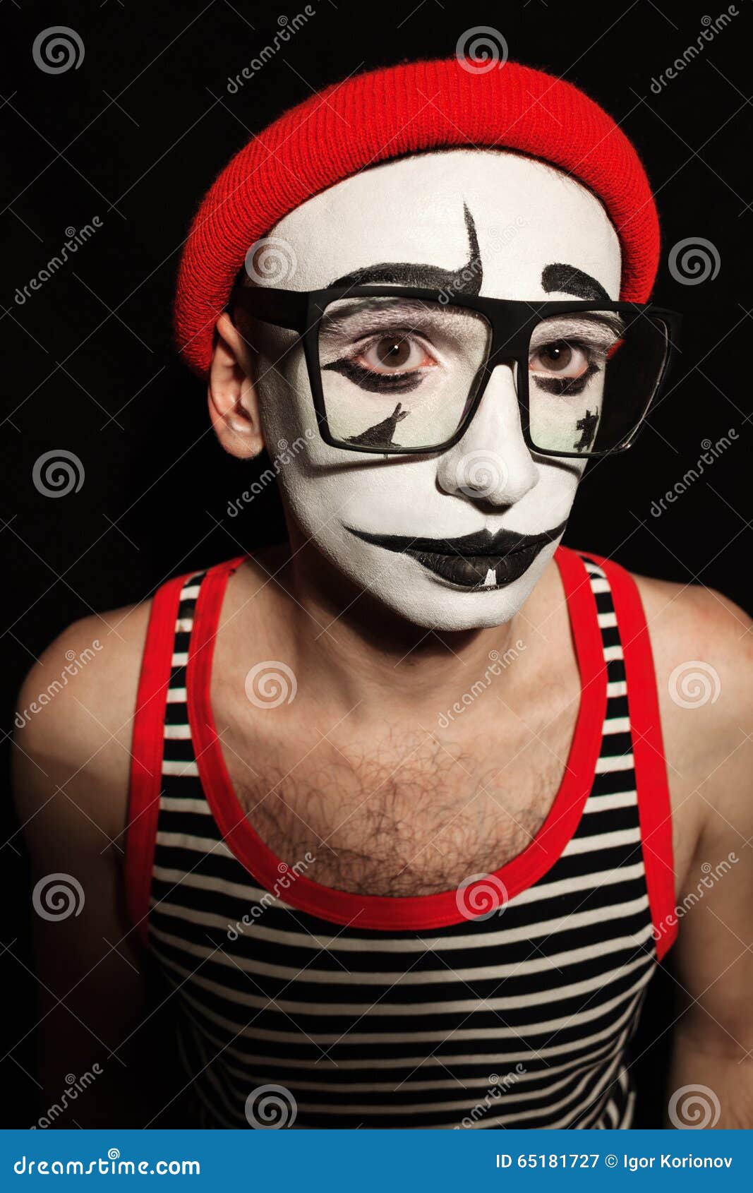Portrait of sad mime stock image. Image of profile, human - 65181727