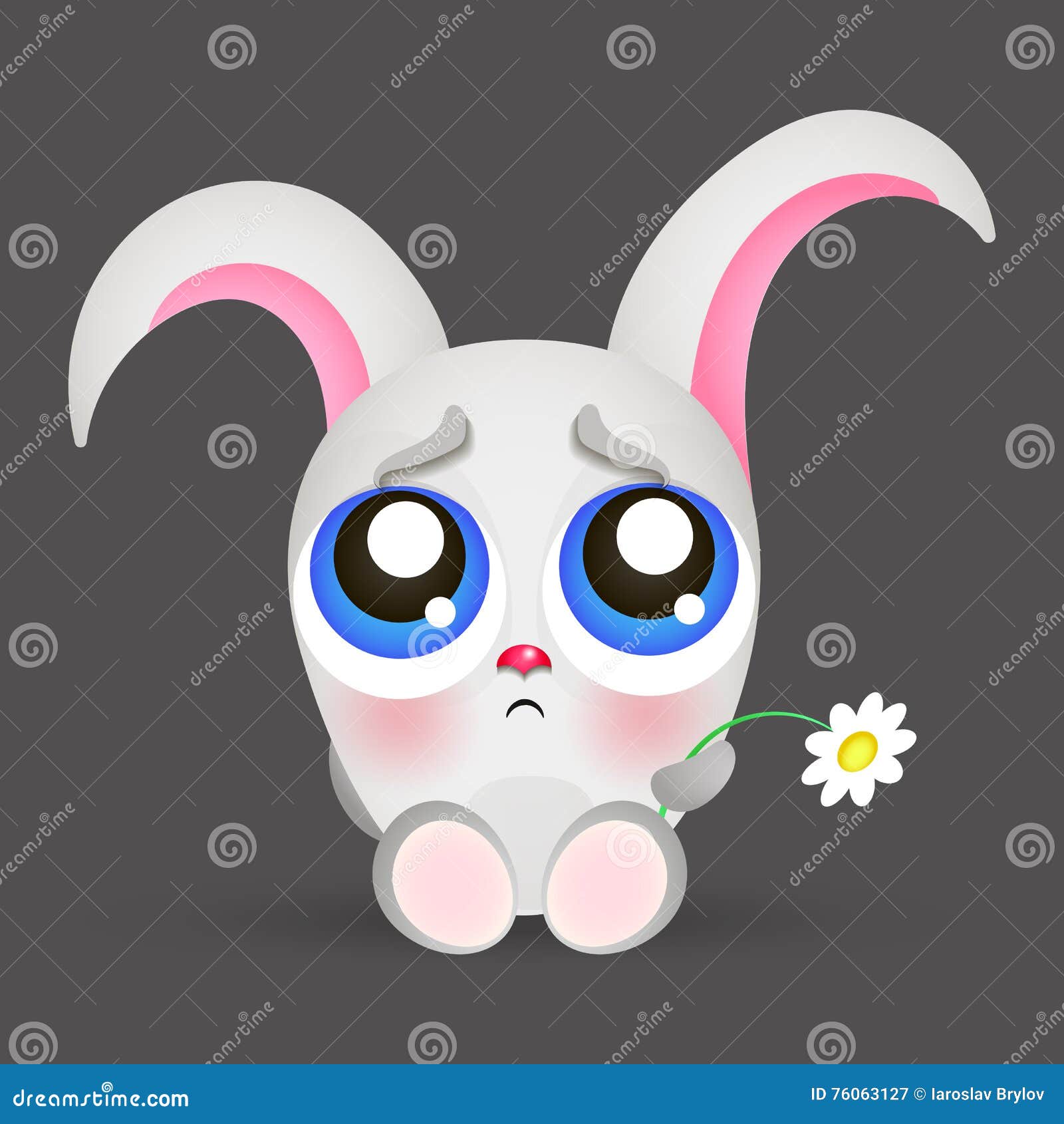 Portrait of a sad rabbit stock vector. Illustration of gray - 76063127