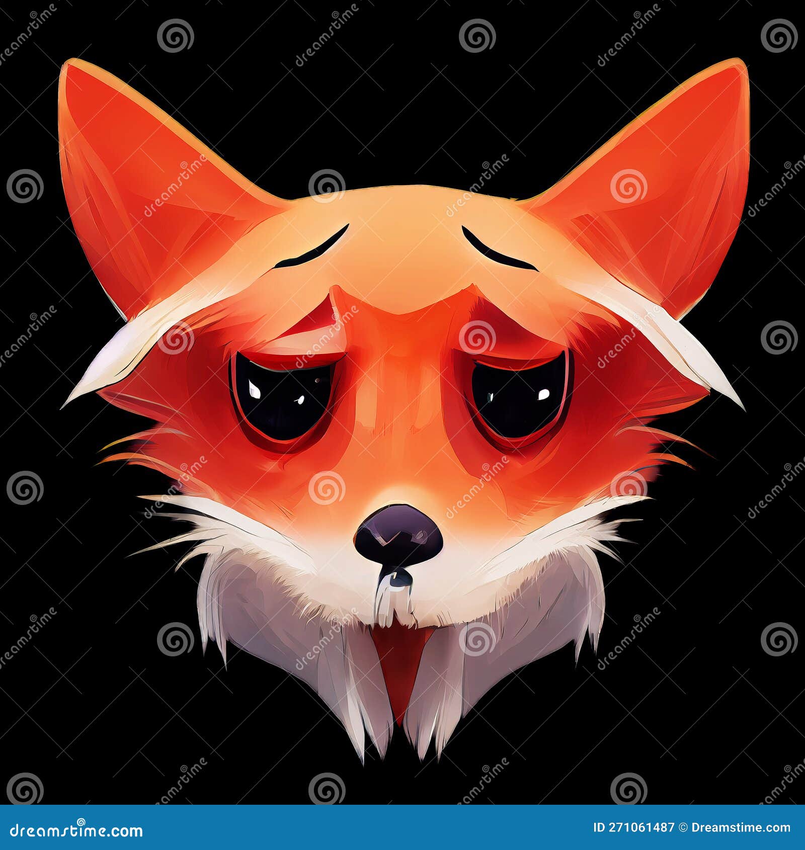 Portrait of a Sad Red Fox on a Dark Background. AI-generated Stock ...