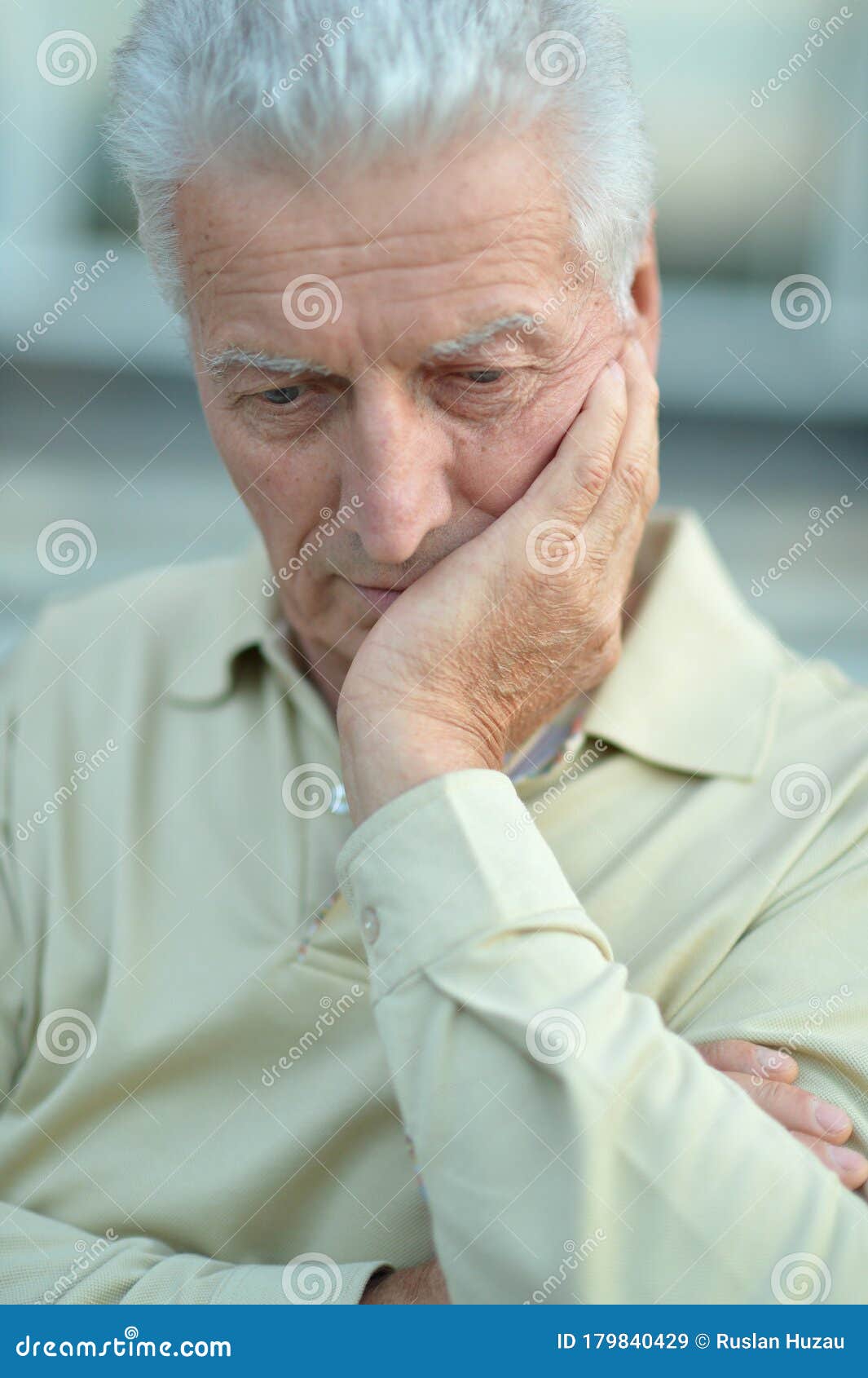 Portrait of a Sad Senior Man Thinking Stock Image - Image of expression ...