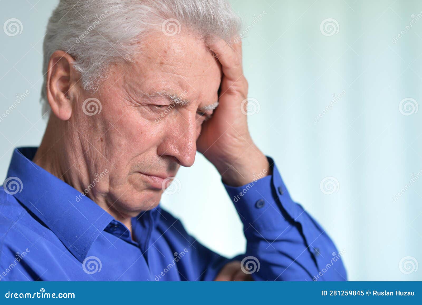 Portrait of Sad Sick Old Man with Headache Stock Image - Image of ...